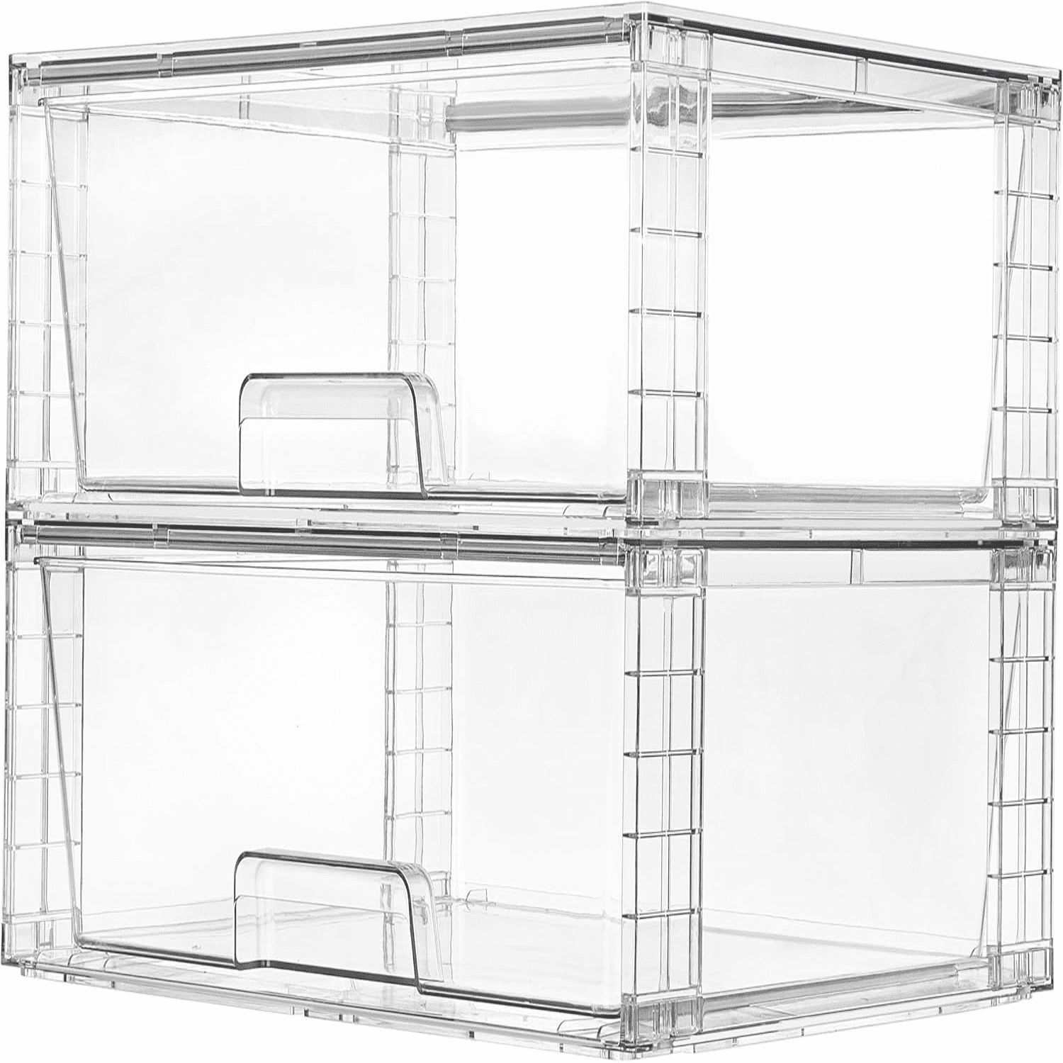 wxysydf 2 Pack Large Stackable Storage Drawers Easily Assemble Clear ...