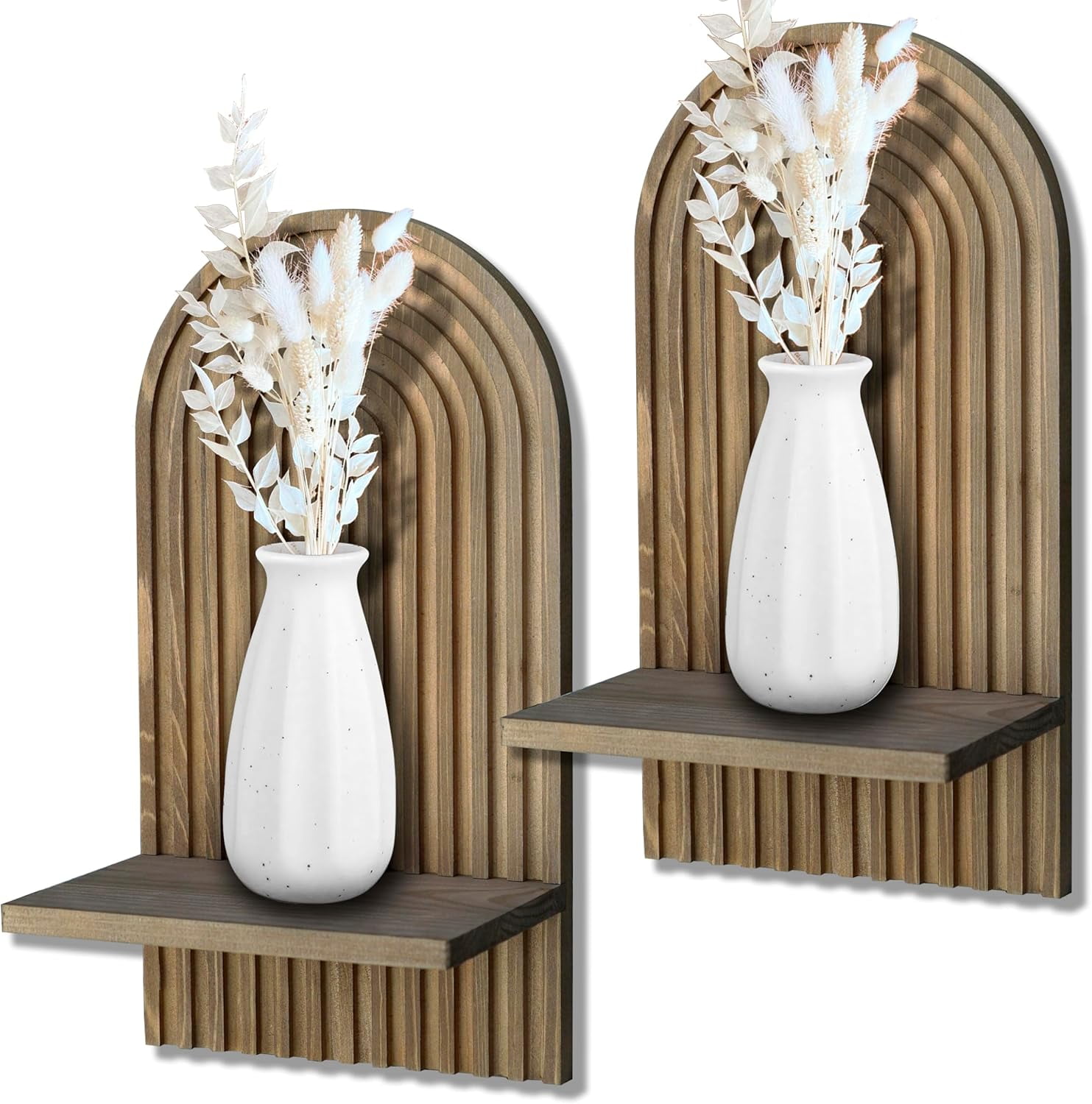 wxysydf 2 Pieces Boho Wall Shelf Mid Century Shelves Decorative Storage ...