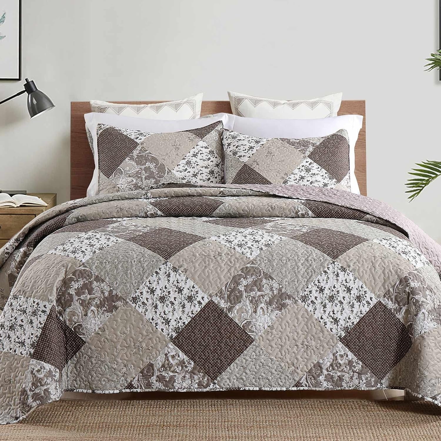 FDTBYHVYT 3-Piece Full Queen Quilt Set Lightweight Soft Full Size Quilt ...