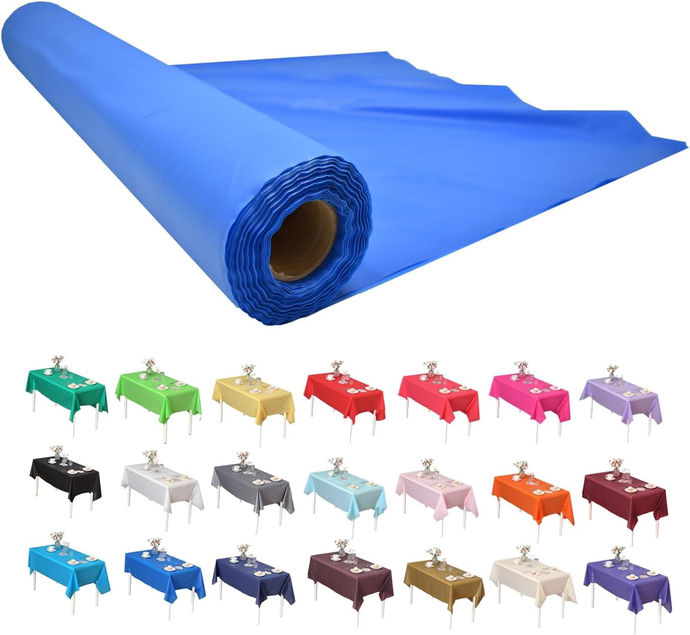 wxysydf 54 in x 100 feet Plastic Table Cover Roll for Party Banquet ...