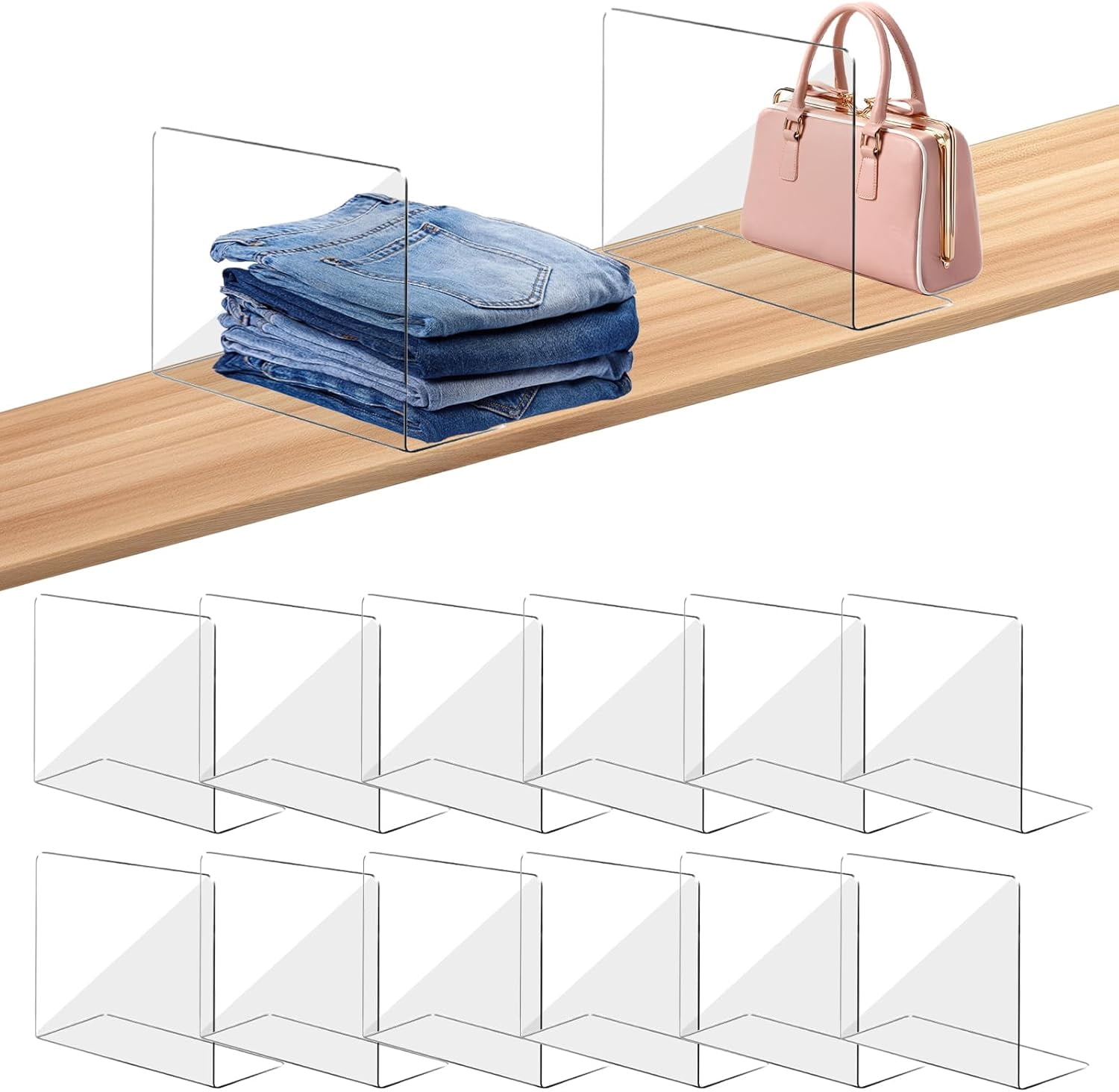 dxynlzq Acrylic Shelf Dividers for Closet Organization 12 Pack Tall ...