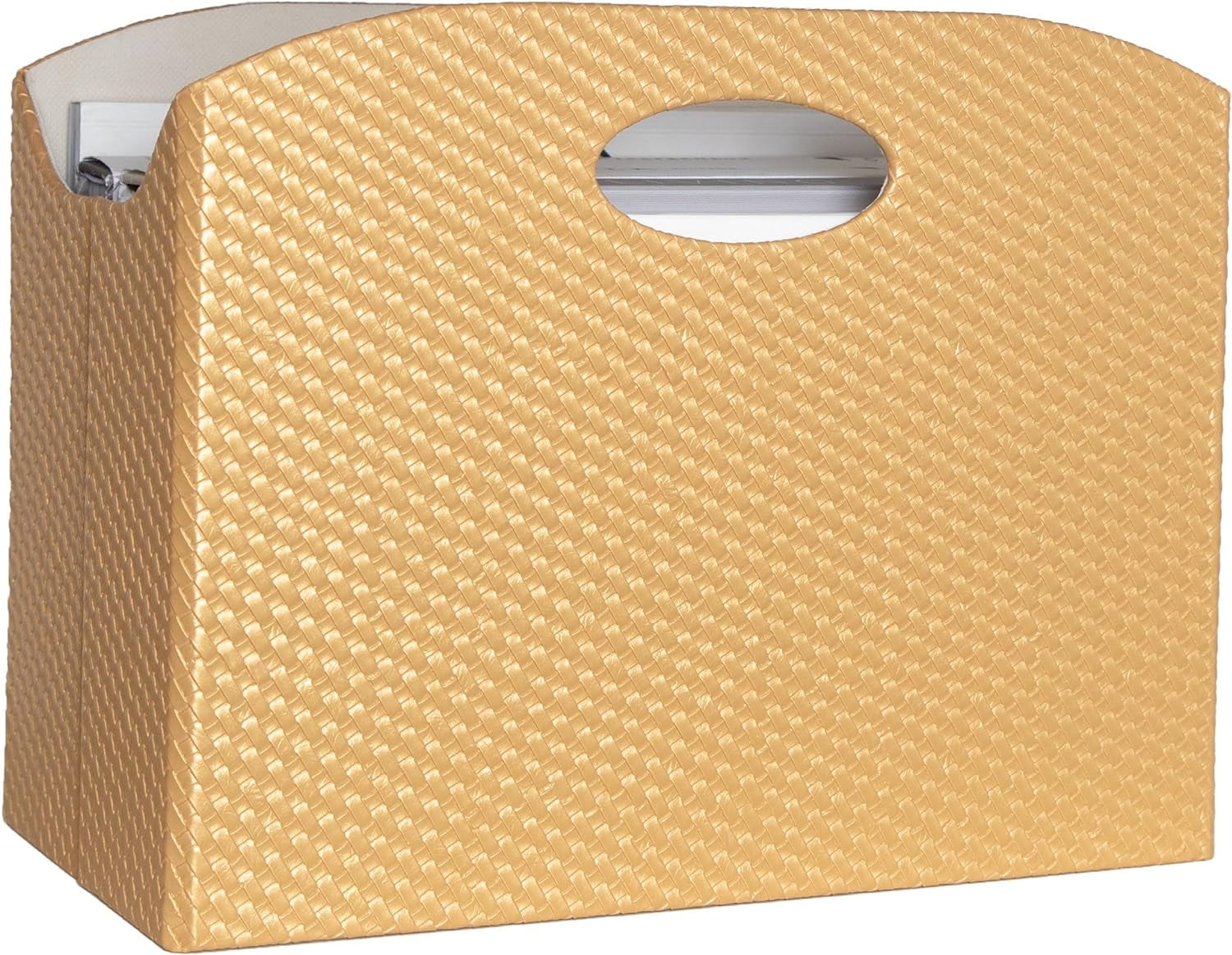 wxysydf Brown Woven Leather Magazine Holder with Handles \u2013 Stylish ...