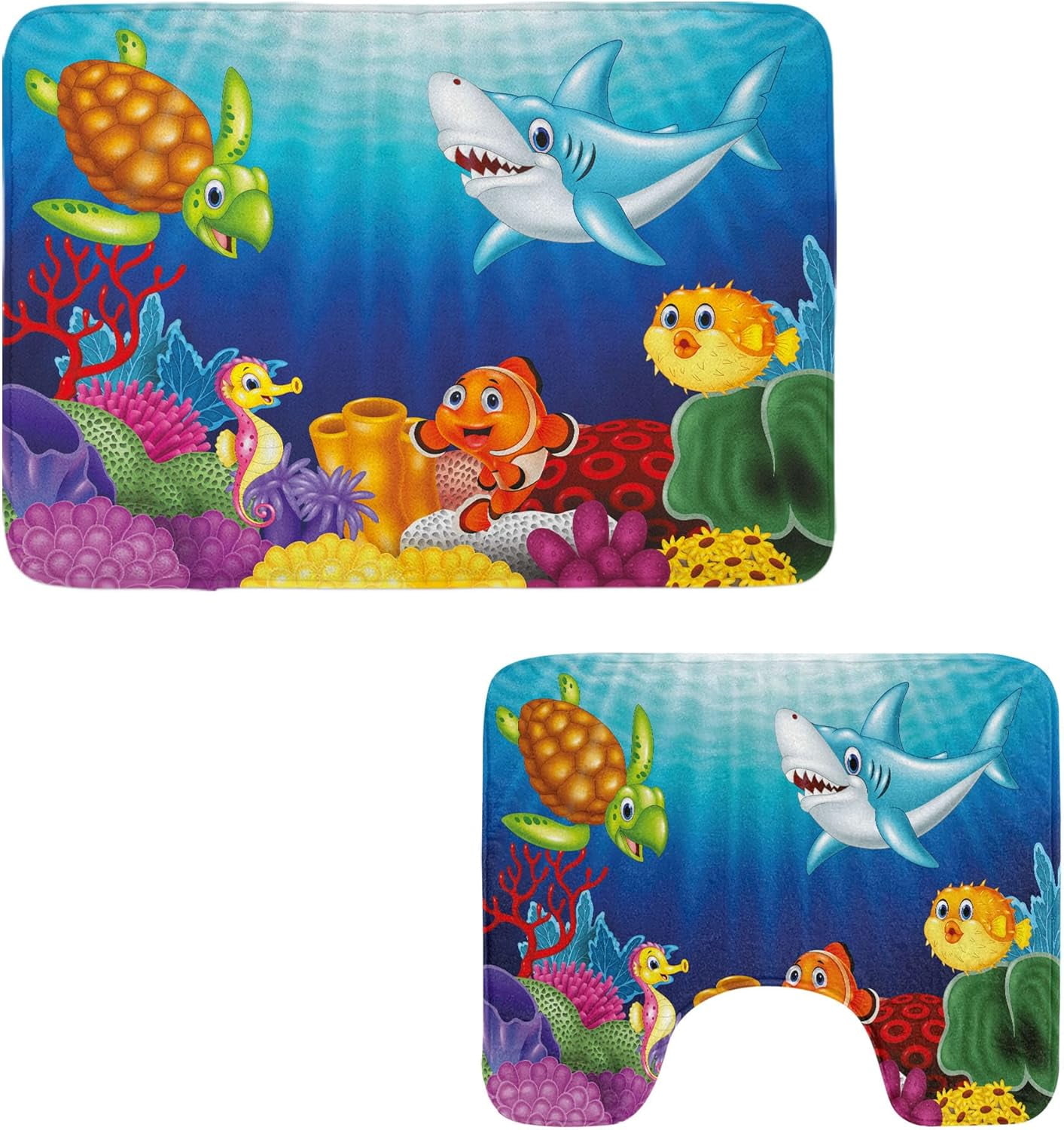 wxysydf Cartoon Bathroom Rug Set 3 Pieces Construction Themed Funny ...