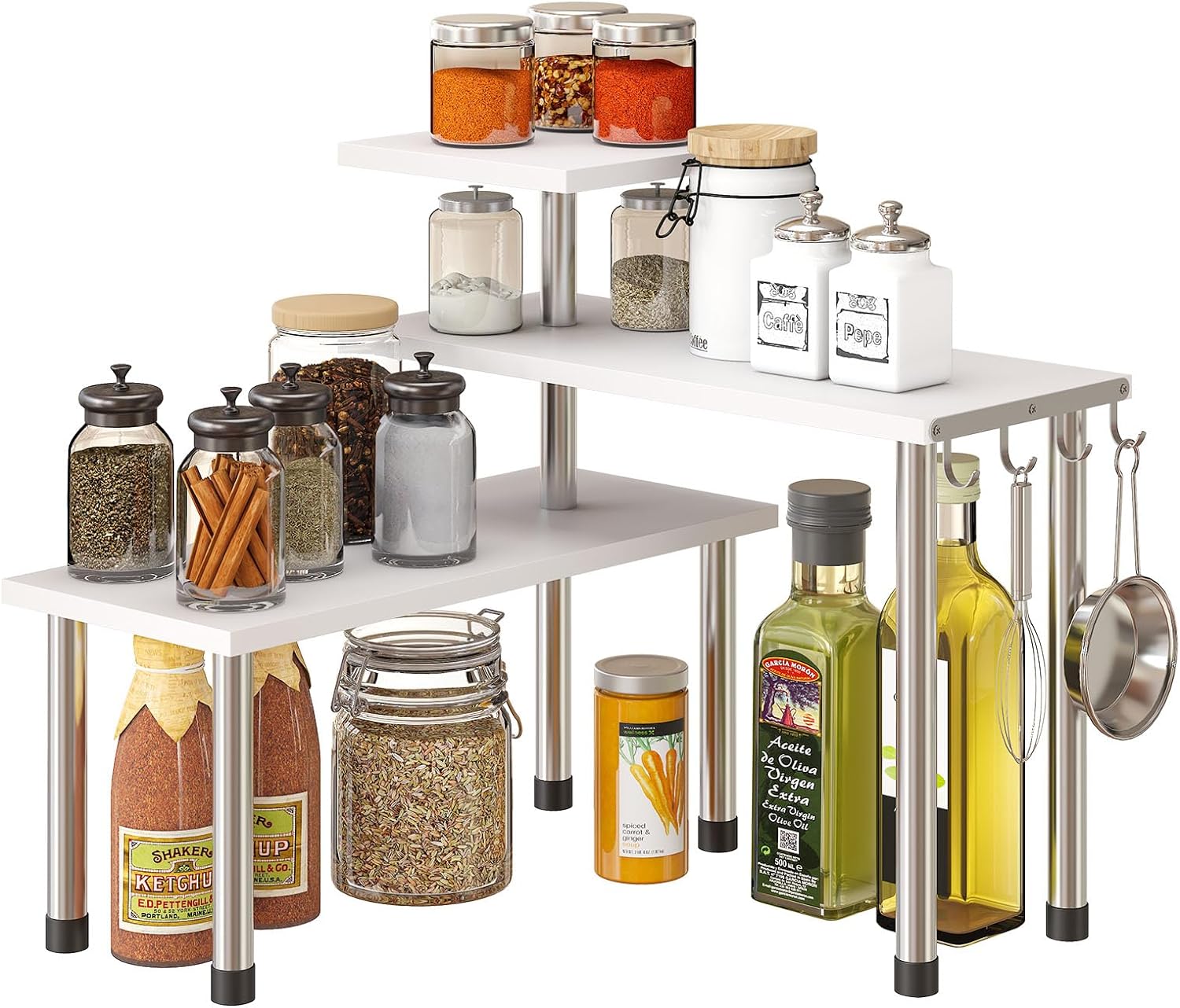 wxysydf Corner Shelf Organizer 3 Tier Bamboo Kitchen Countertop Rack ...