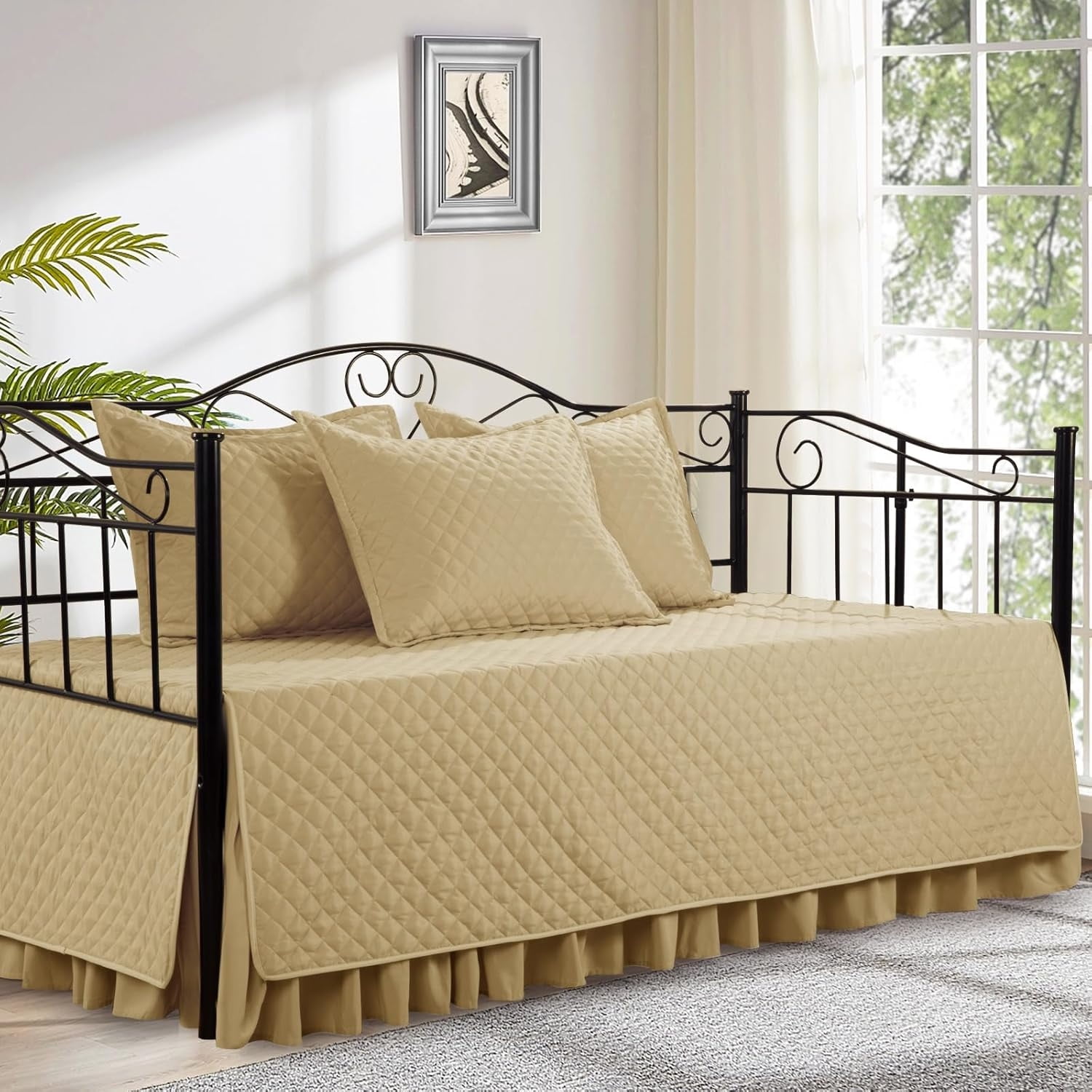 wxysydf Daybed Cover Sets- Diamond Stitching Daybed Bedding Set All ...