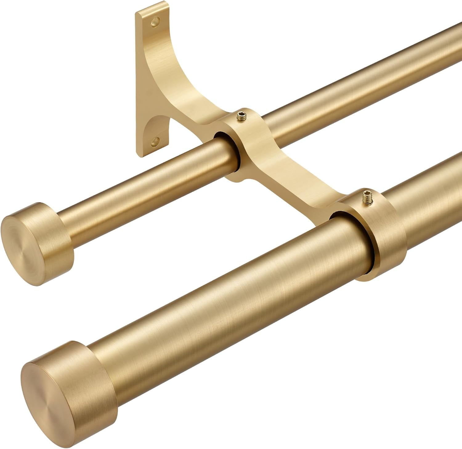 wxysydf Double Curtain Rods with Aluminum End Cap and Full Surround ...