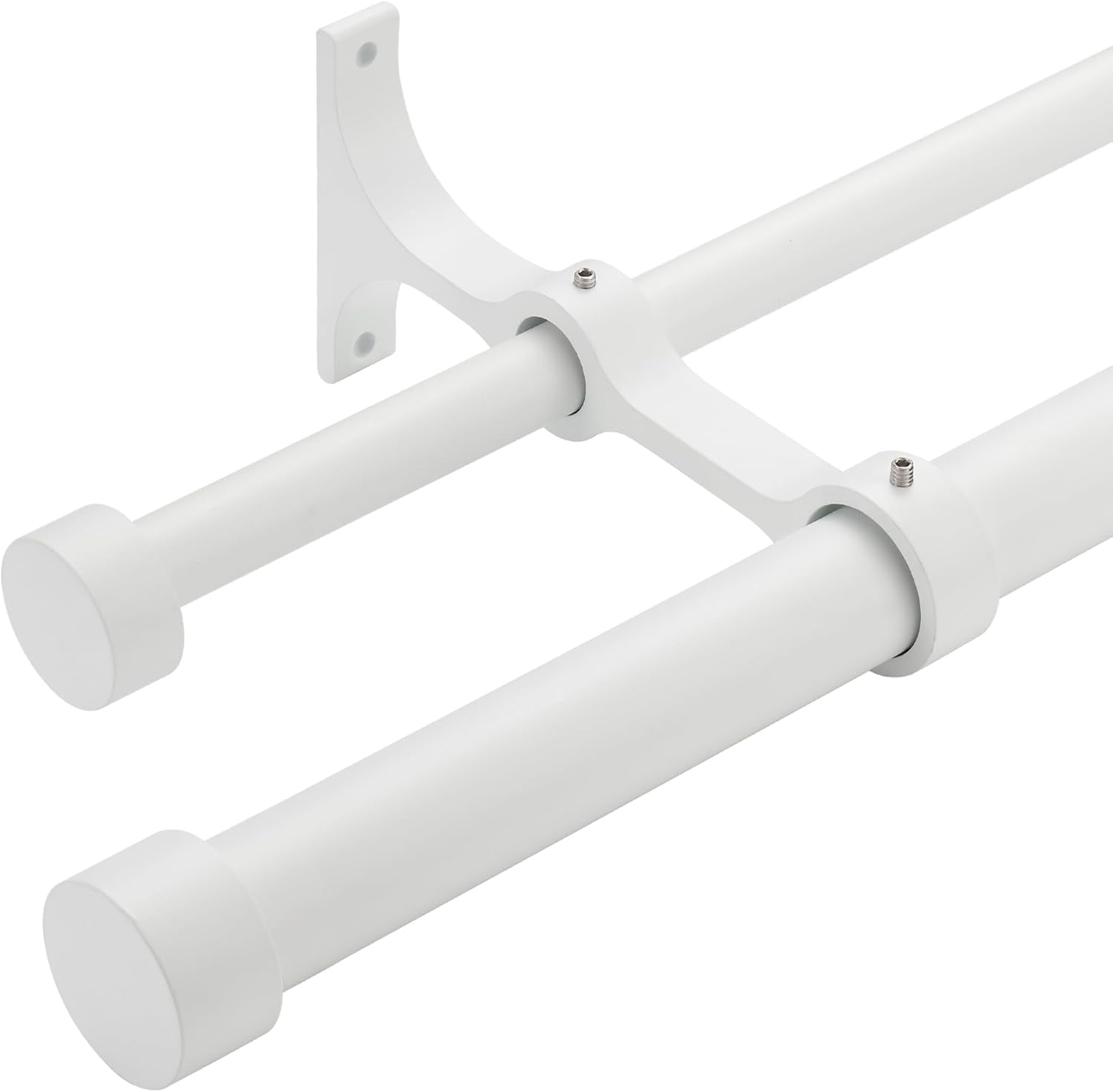 wxysydf Double Curtain Rods with Aluminum End Cap and Full Surround ...