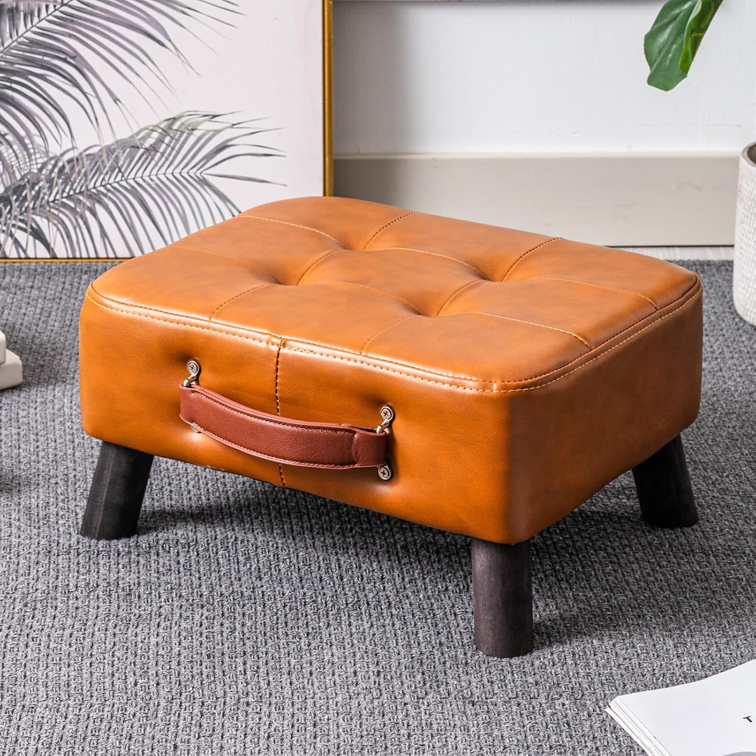 dxynlzq LTKIF Small Footstool Ottoman - and Functional Faux Leather ...