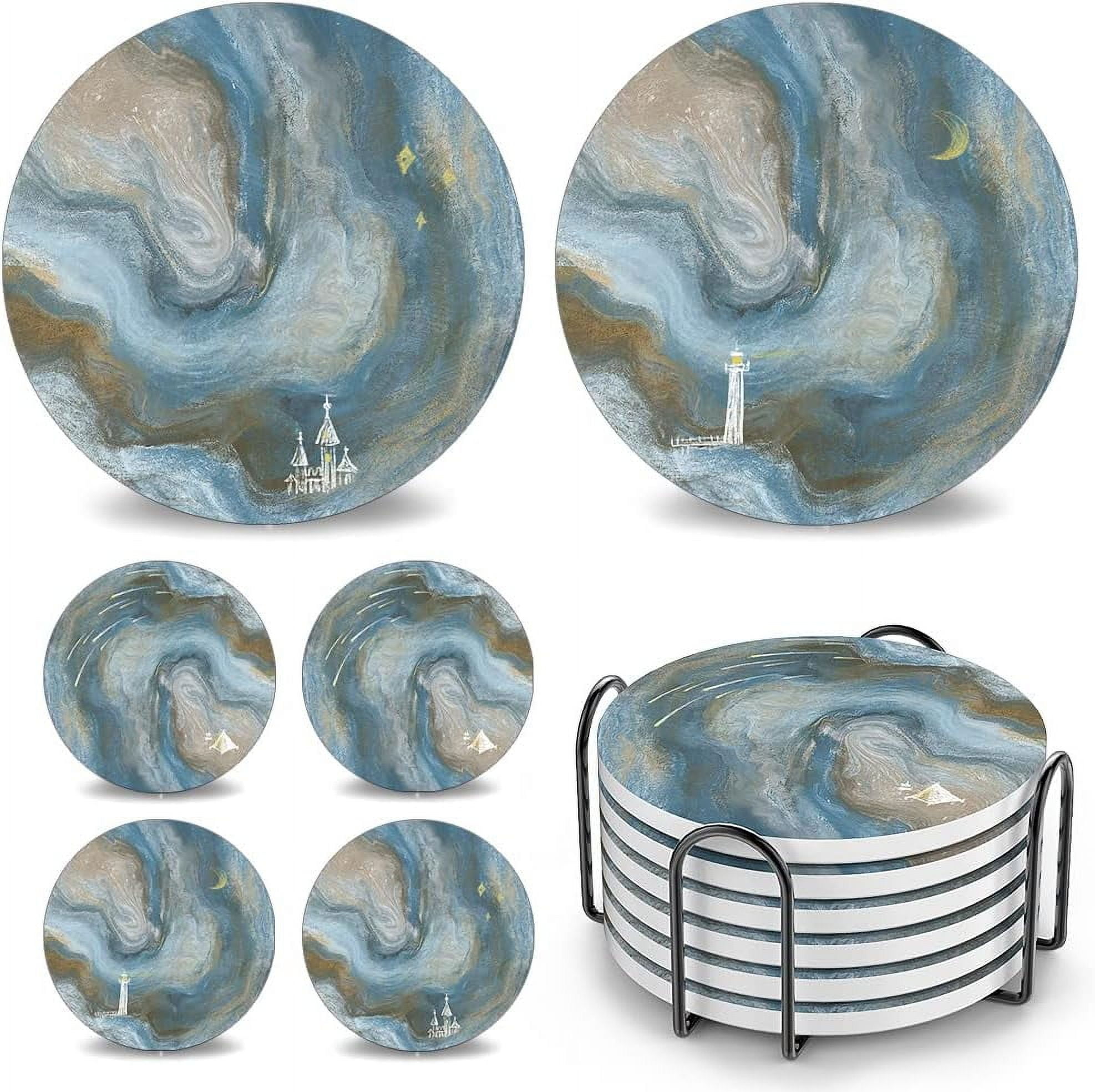 wxysydf Mid Century Modern Stone Coasters for Tabletop Protection ...