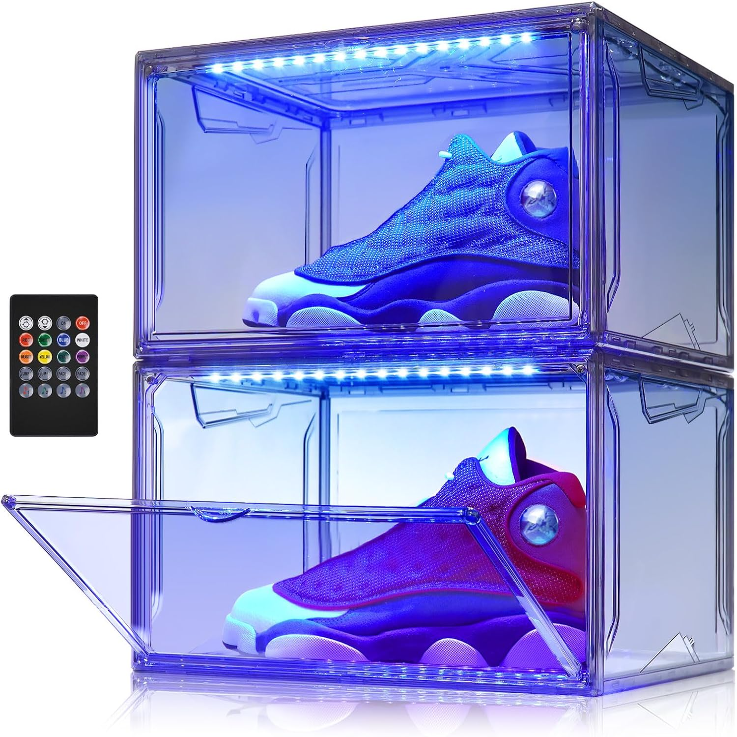 wxysydf Shoe Storage Organizer for Closet Foldable Shoe Boxes Rack 2 ...