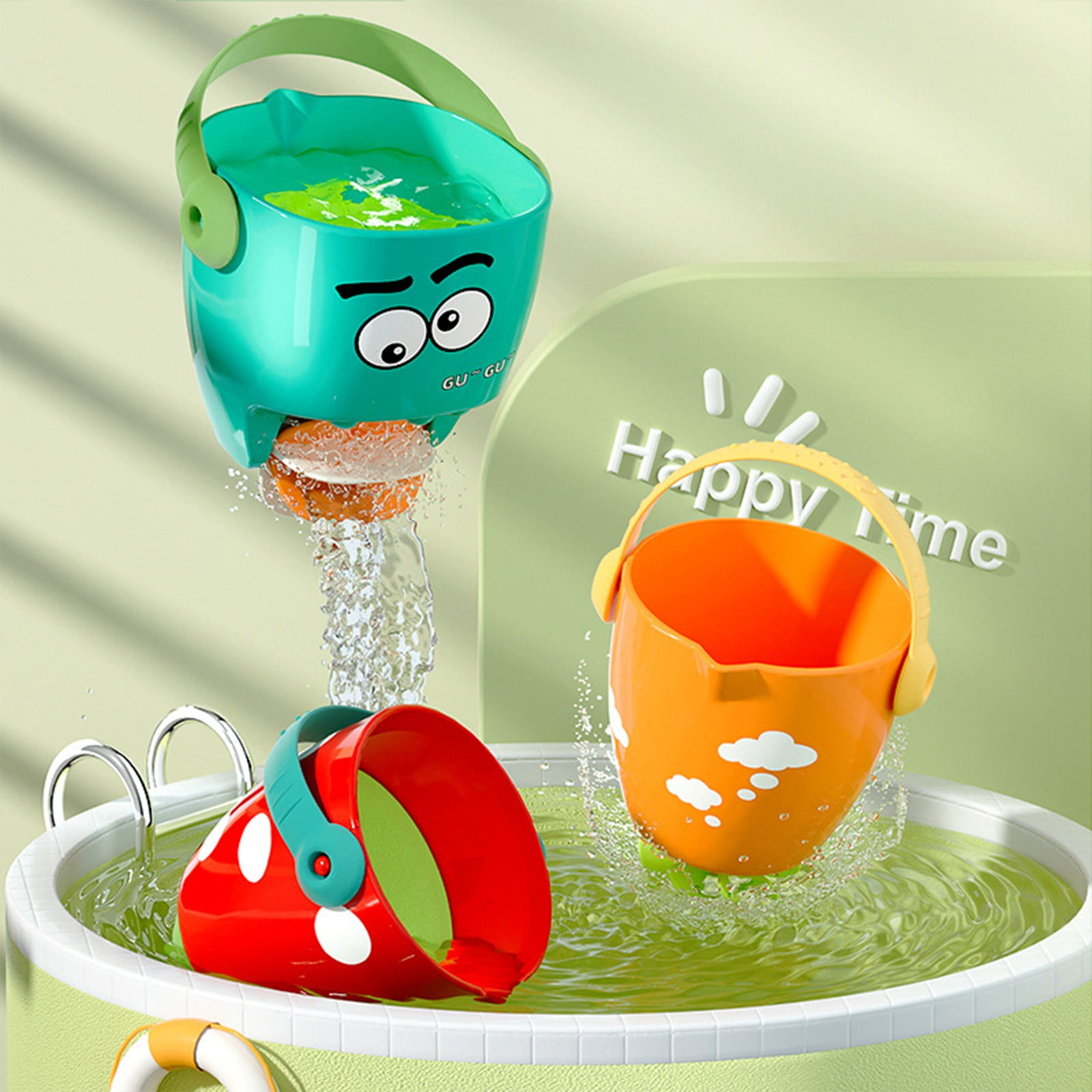 wycnly Kids Toys Babies Bath Toys Mini Shower Bucket Stacking Colorful ...