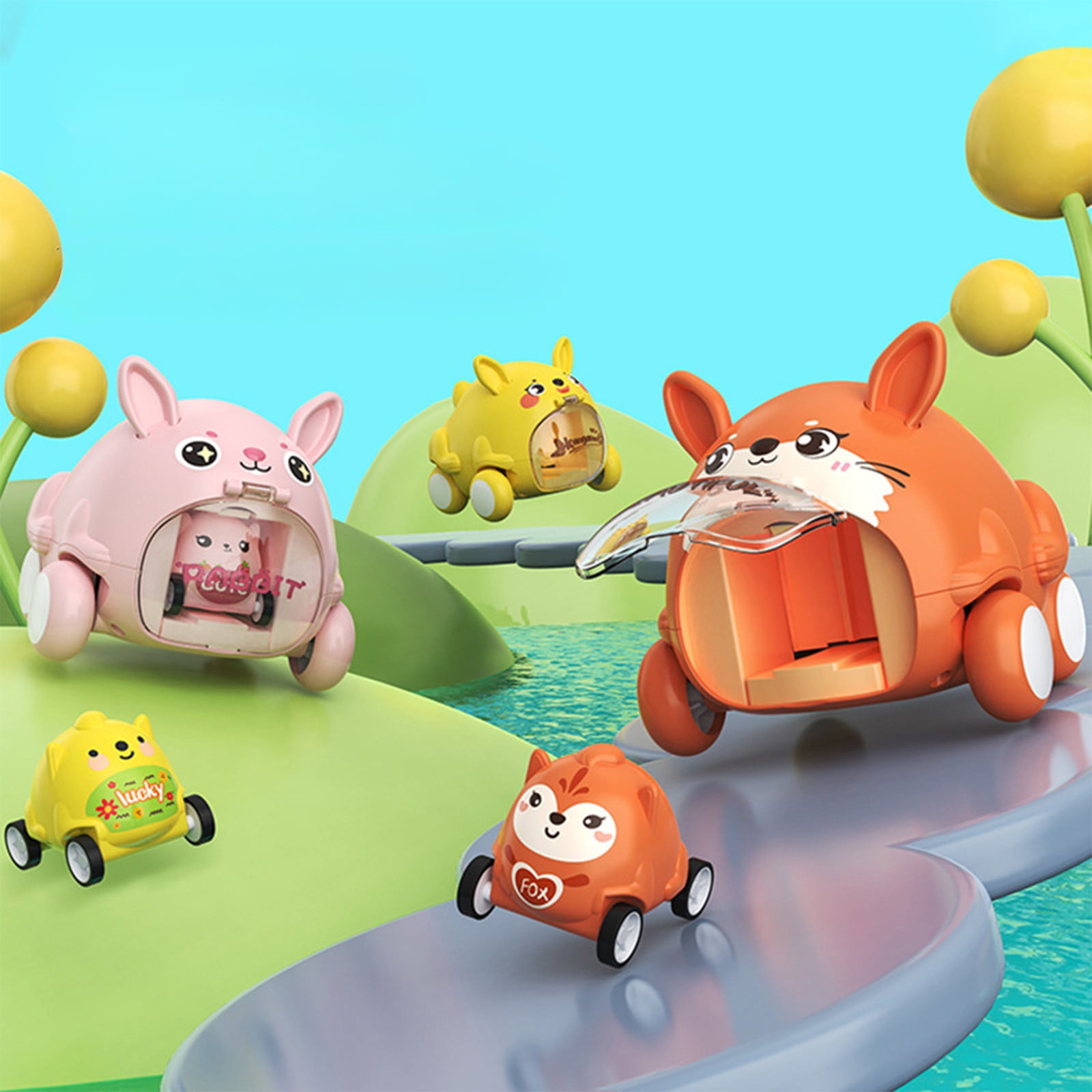 wycnly Kids Toys Cute Cartoons Animals Child Catapult Car Mini Inertias ...