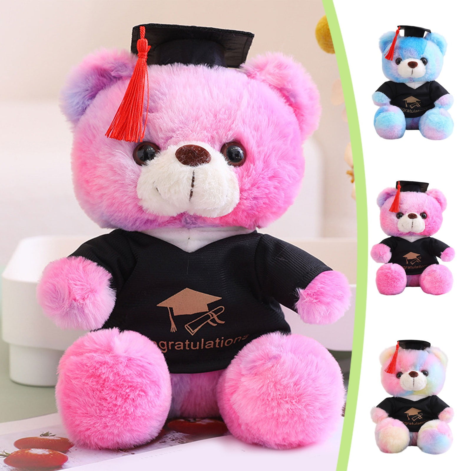 wycnly Kids Toys Dyeing Bear Doll Graduation Bear Doll Doctoral Hat ...