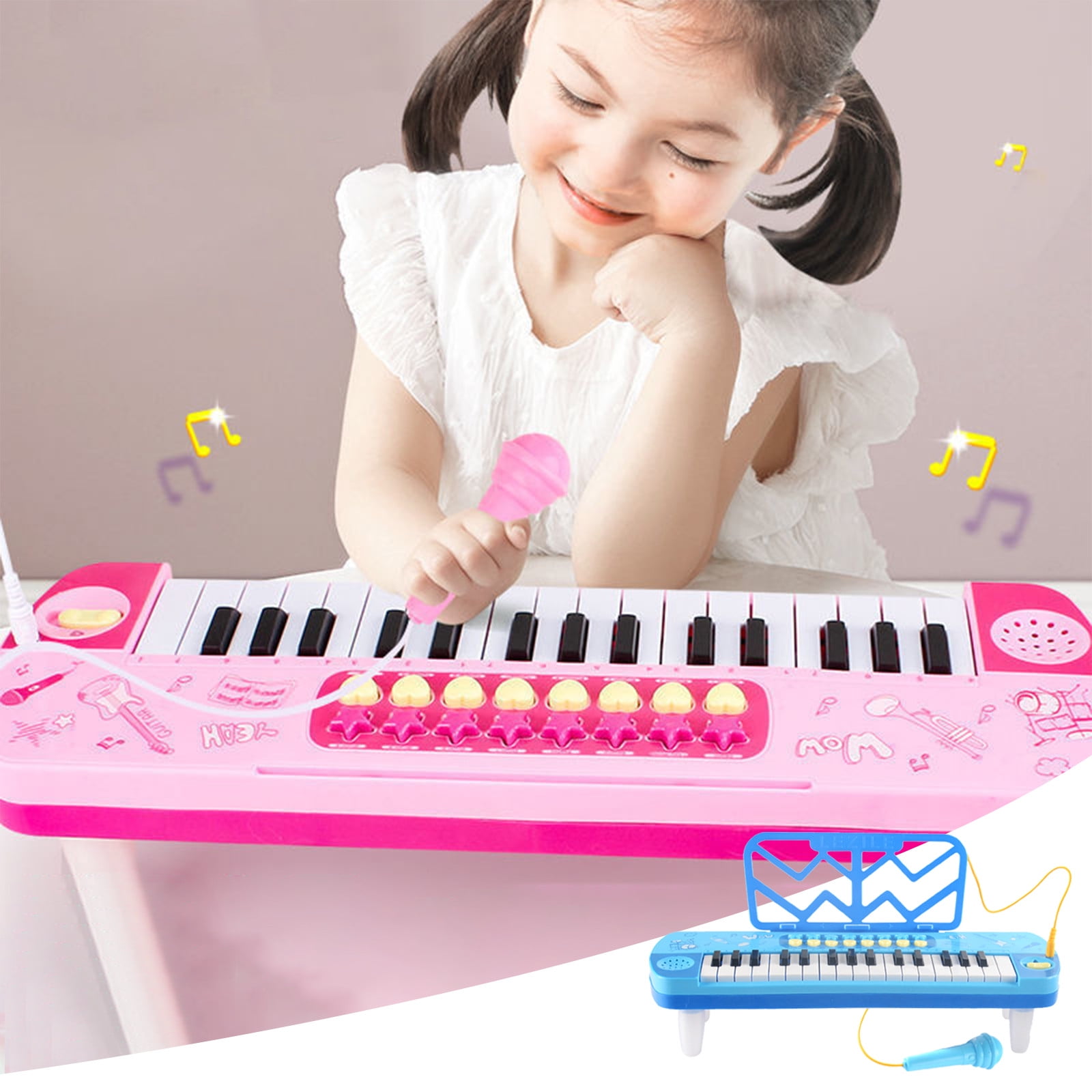 wycnly Kids Toys Kid Keyboard Piano with Microphone- 37 Keys Keyboard ...