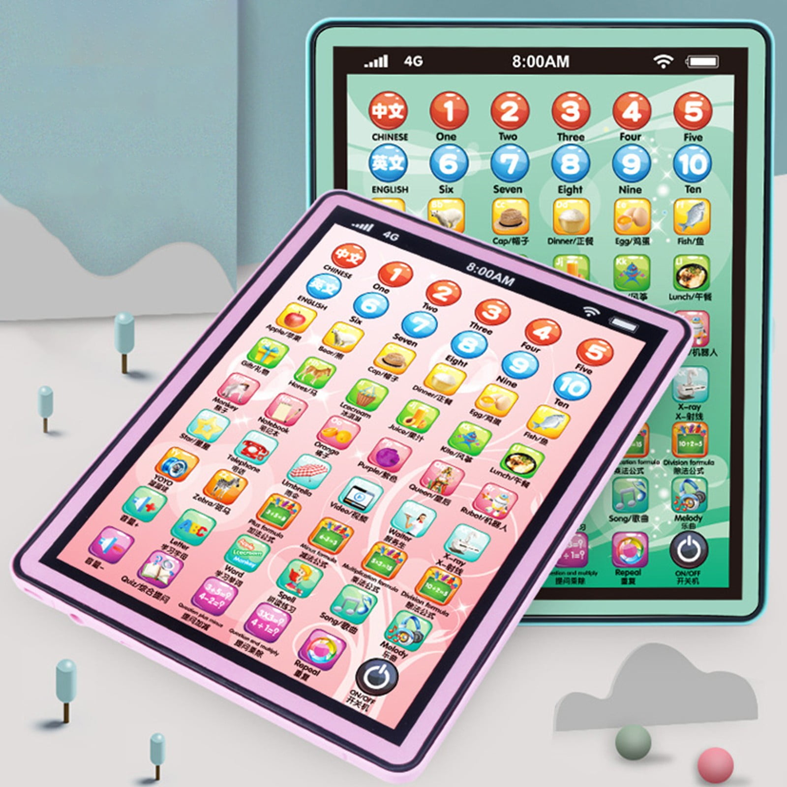 wycnly Kids Toys Kids Tablet Boys Learning Pad with LED Teach Alphabet ...