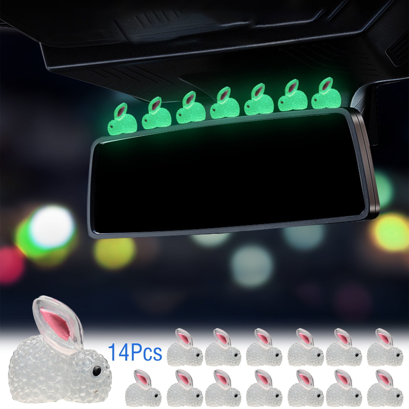 wycnly Kids Toys Luminous Mini Resin Bunny Plastic Rabbits Glowing In ...