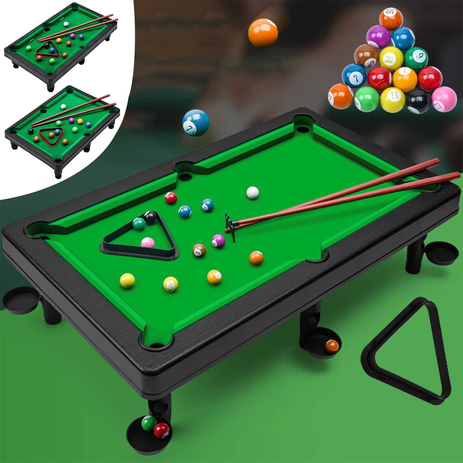 wycnly Kids Toys Mini Pool Table Table Billiards Game Set with 2 Sticks ...