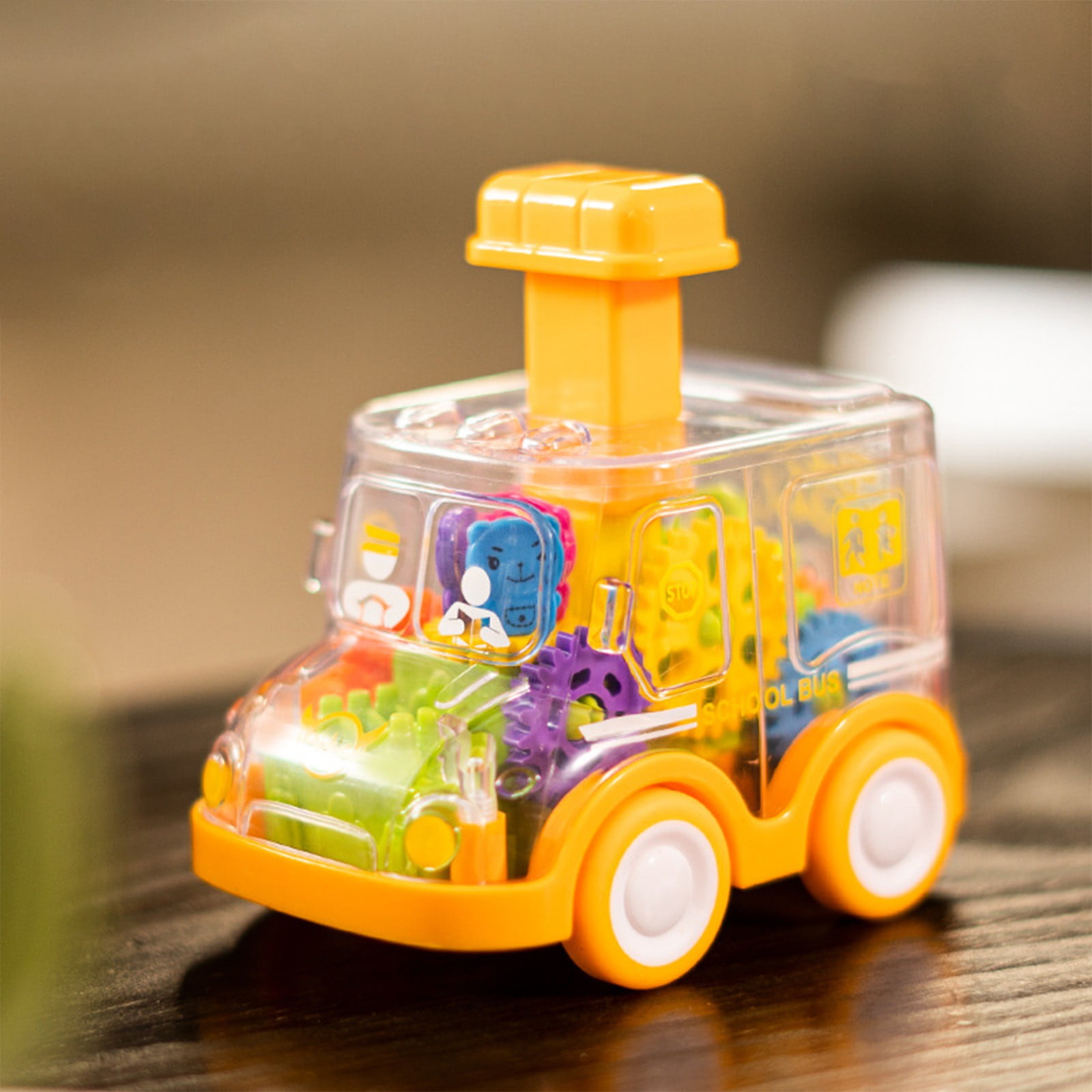 wycnly Kids Toys Transparent Gear Car Press Toy Car Pull Back Toy Car ...
