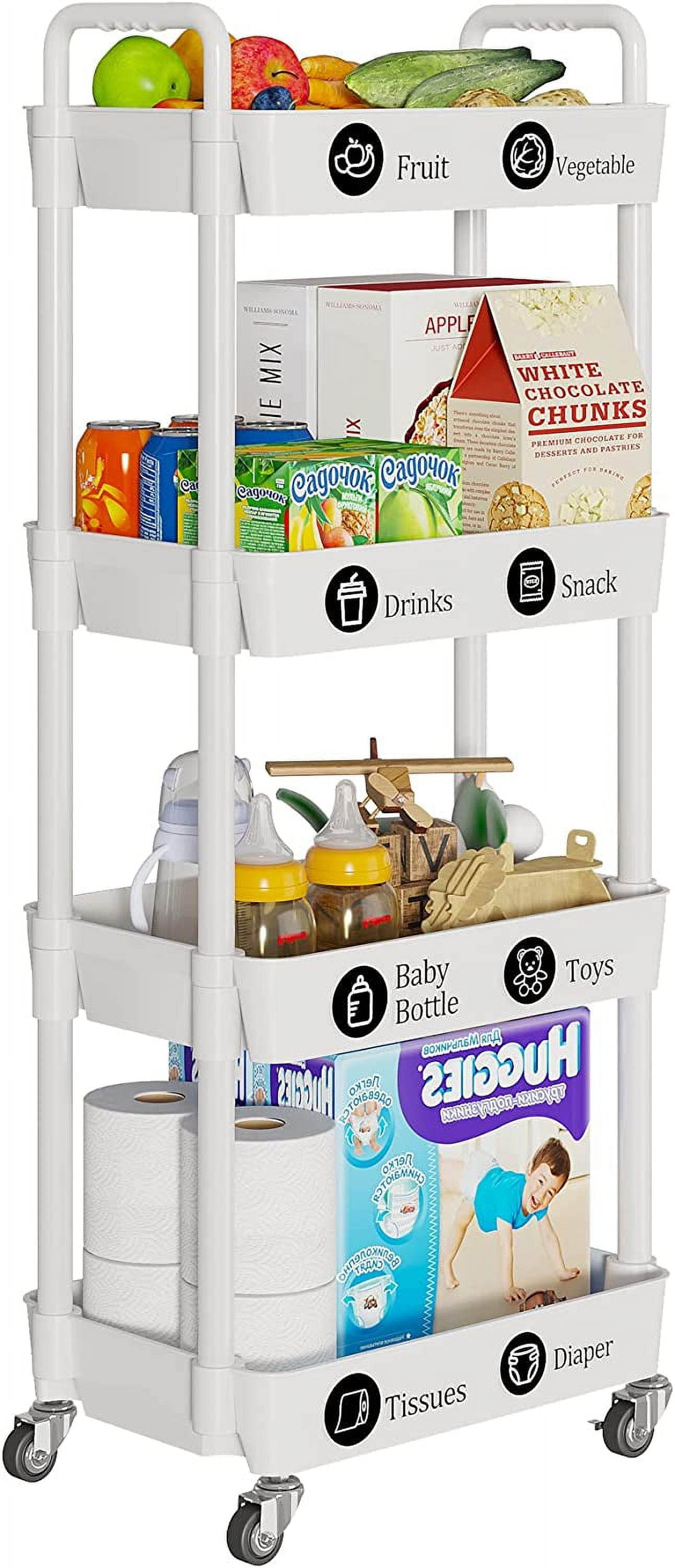 wyhstgvo 5-Tier Storage Cart Multifunction Utility Rolling Cart Kitchen ...