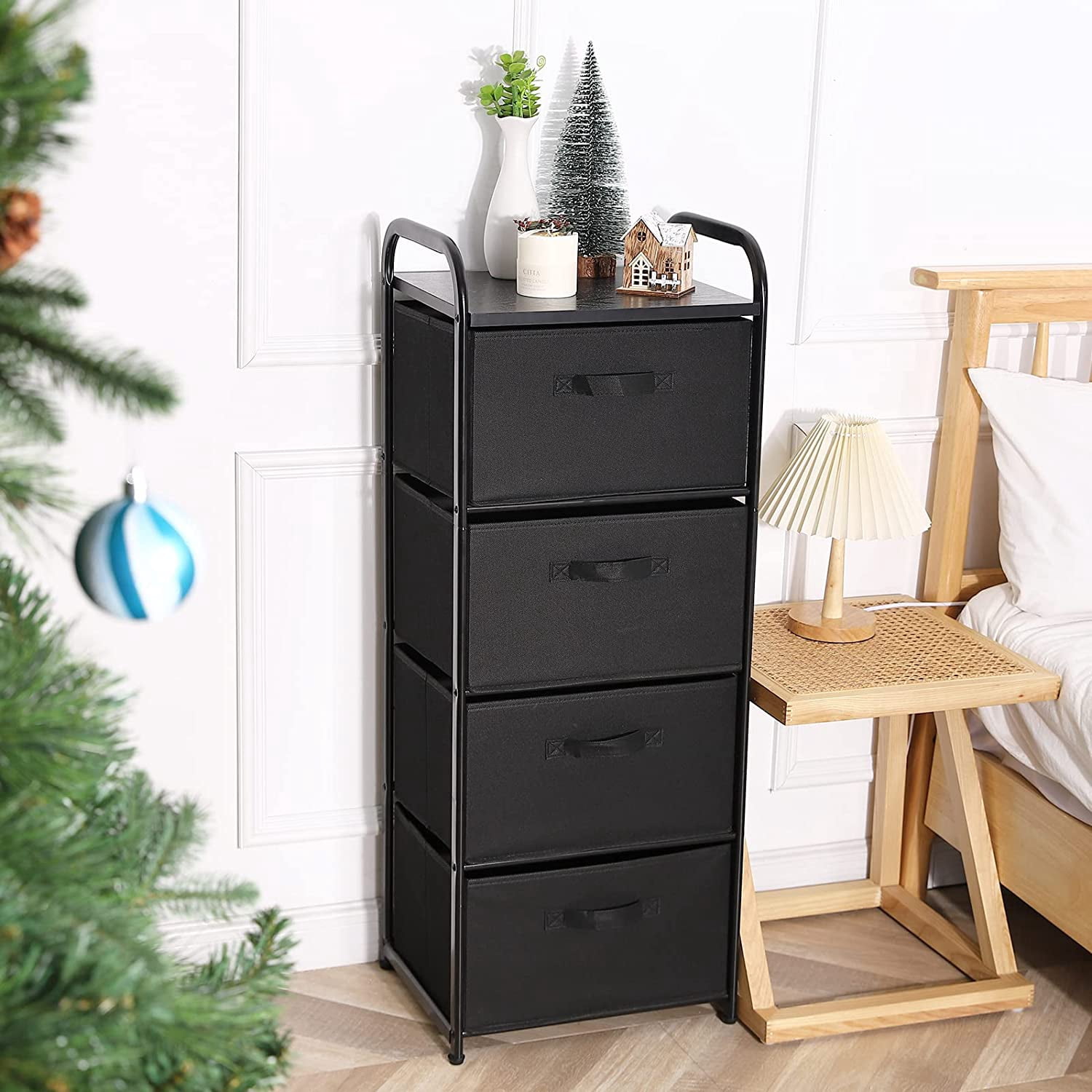 wyhstgvo LTKIF 4 Drawer Fabric Dresser Tall Storage Dresser Chest with ...