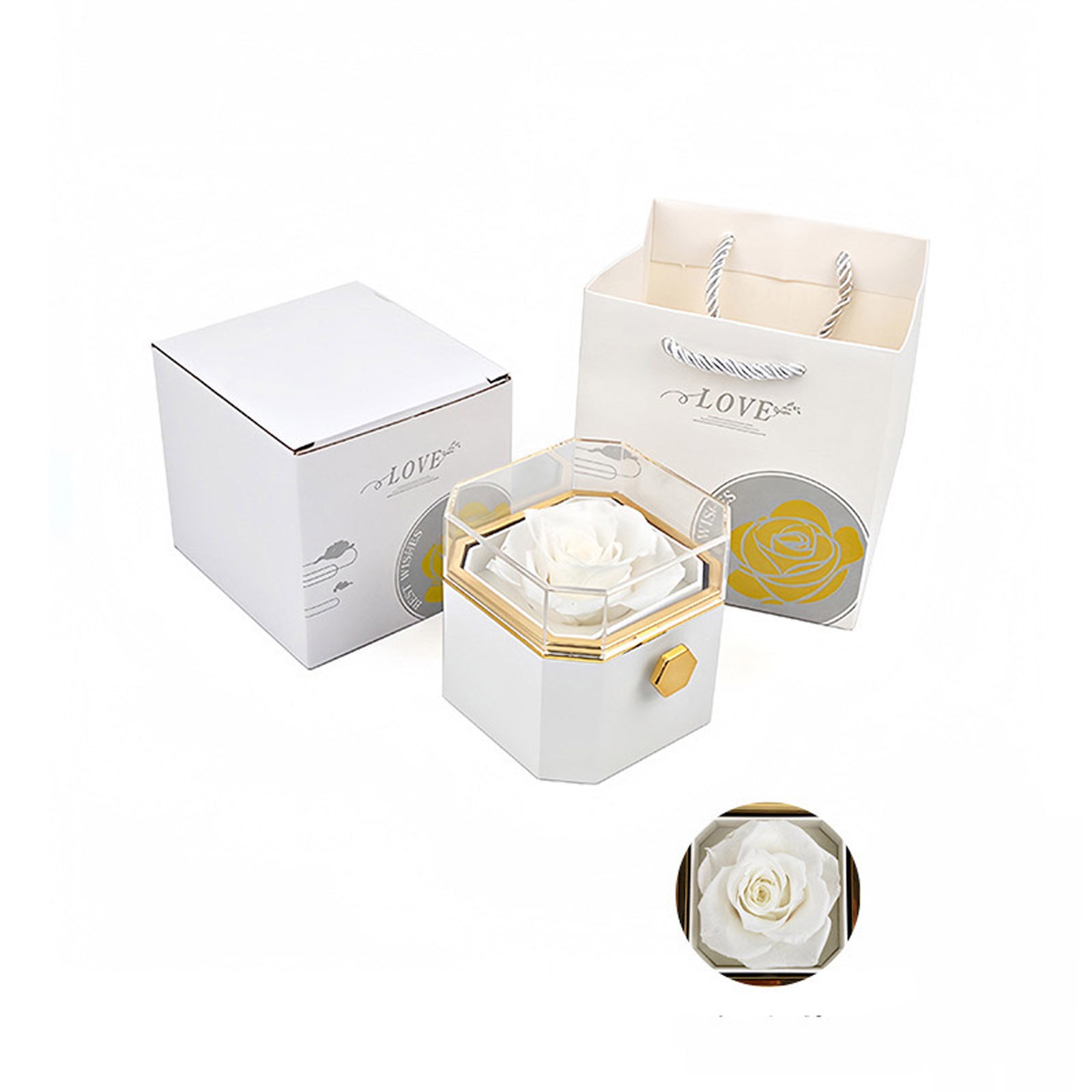 wznxdo 2025 Lightning Deals Octagonal Rotating Eternal Flower Jewelry ...