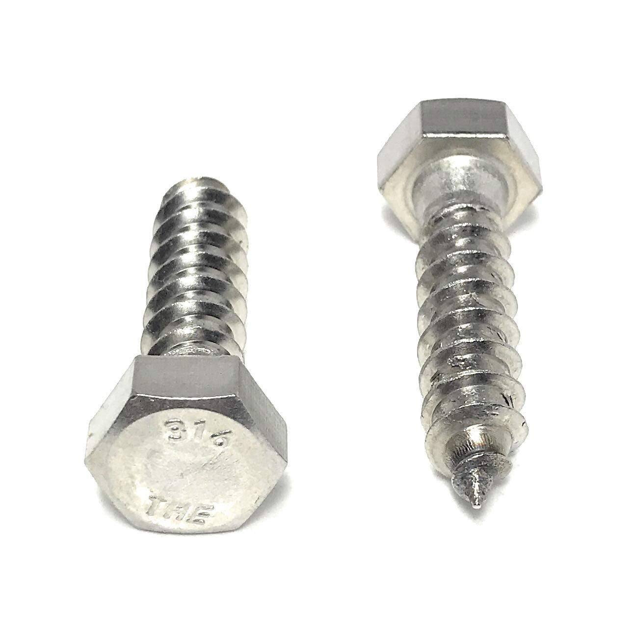x 1-1/2" 316 Stainless Steel Hex Head Lag Bolts Lag Screws Marine Grade ...