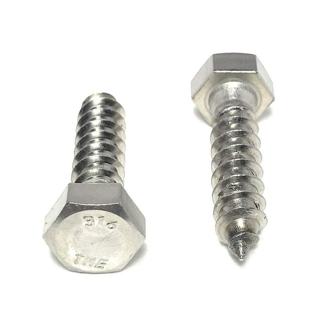 x 1-1/2" 316 Stainless Steel Hex Head Lag Bolts Lag Screws Marine Grade ...
