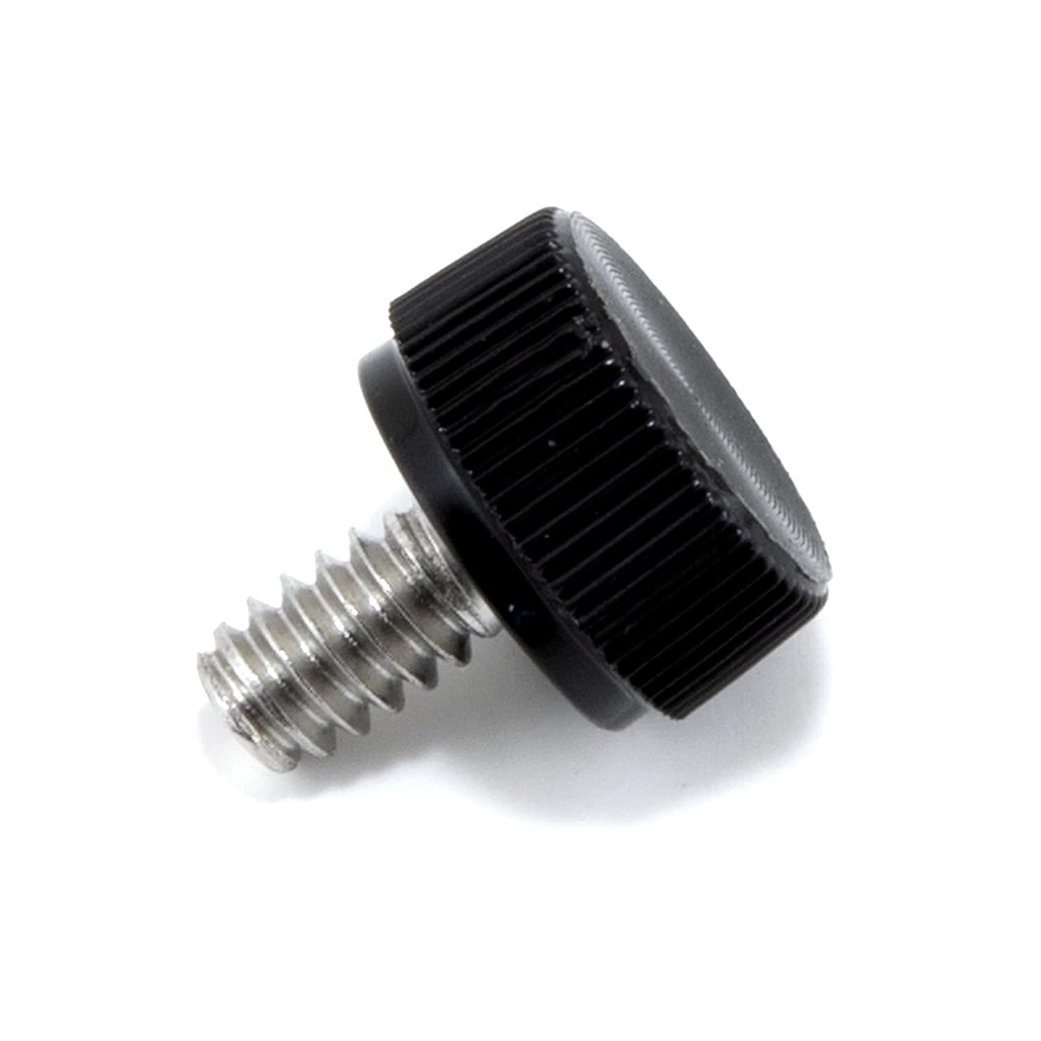 x 1/4" Stainless Steel - Black Knurled Round Plastic Knob - Standard ...