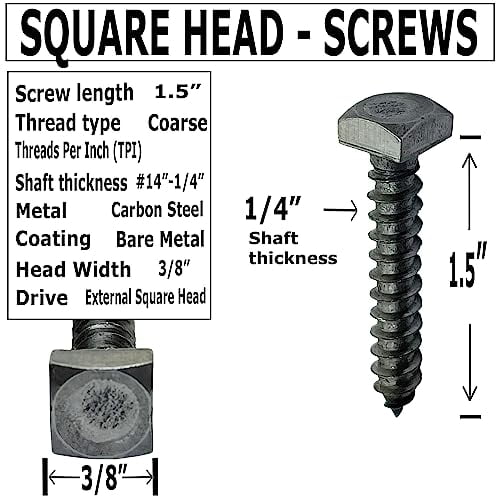 ¼” x 1.5” - Rustic Square Head Lag Wood Screws – Decorative Antique ...