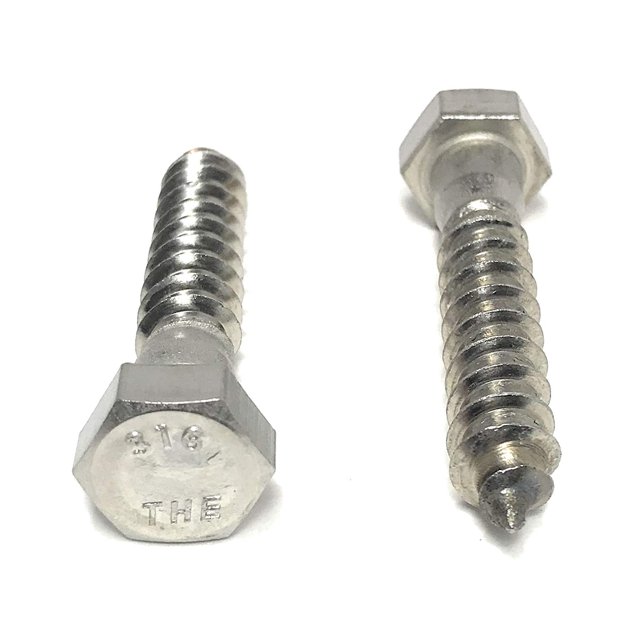 x 2 316 Stainless Steel Hex Head Lag Bolts Lag Screws Marine Grade (10 ...
