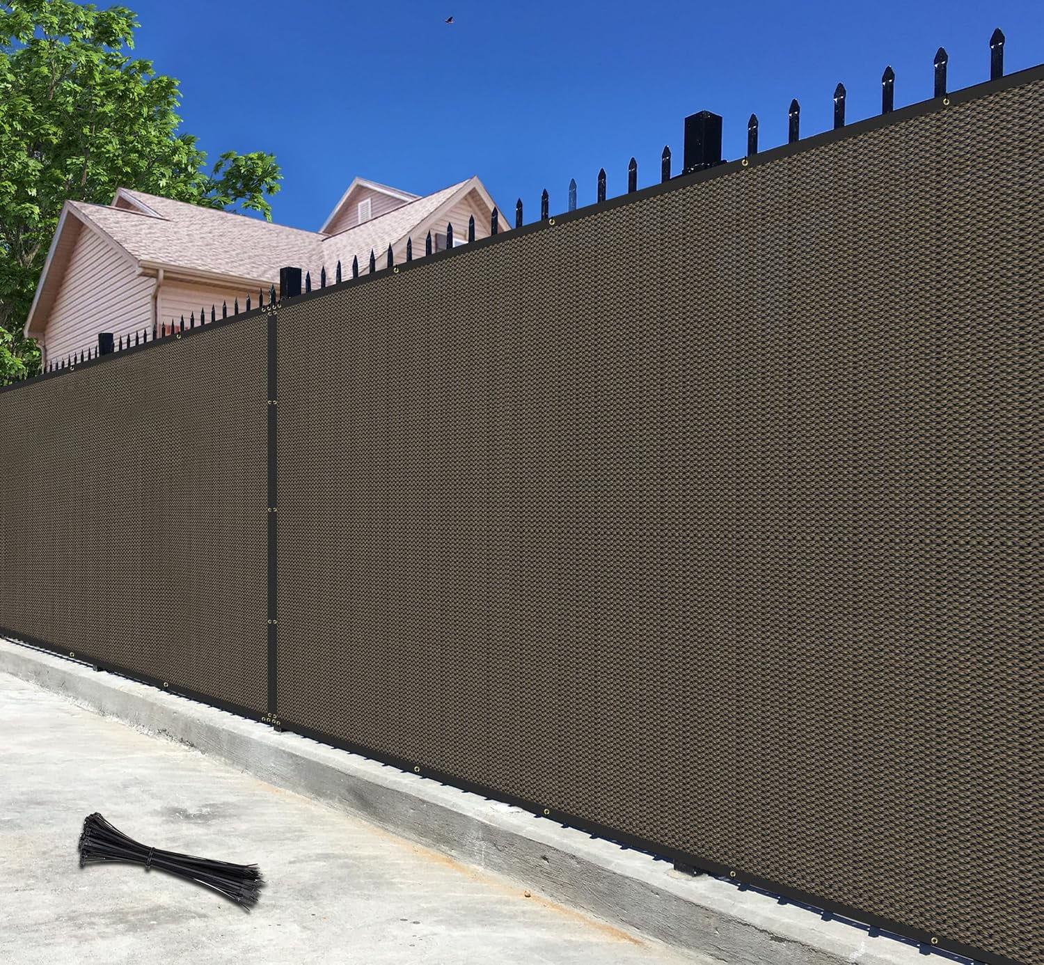 x 2 Brown Privacy Fence Screen Net Fencing 95% Privacy Blockage ...