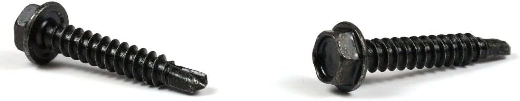 x 2" Self-Drilling Screws/Unslotted/Hex Washer Head/Steel/Black Oxide ...