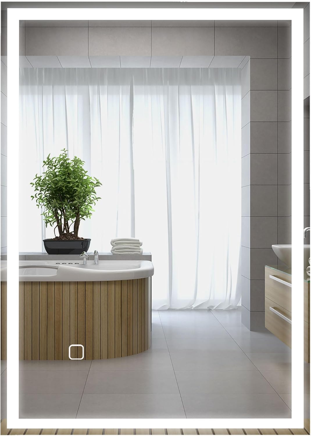 x 24'' LED Illuminated Bathroom Mirror, Wall Mounted Vanity Mirror with ...
