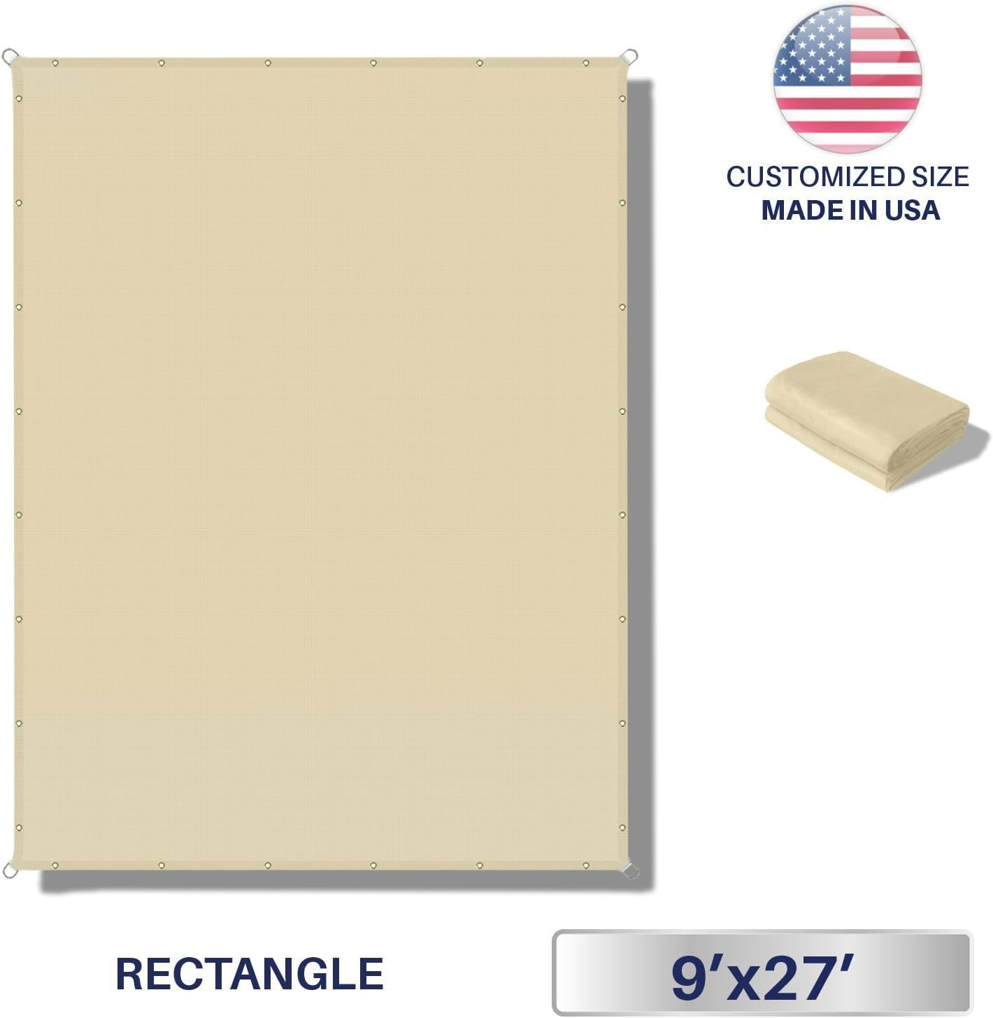 x 27' Waterproof Sun Shade Sail Straight Edge Outdoor Canopy Cover UV ...