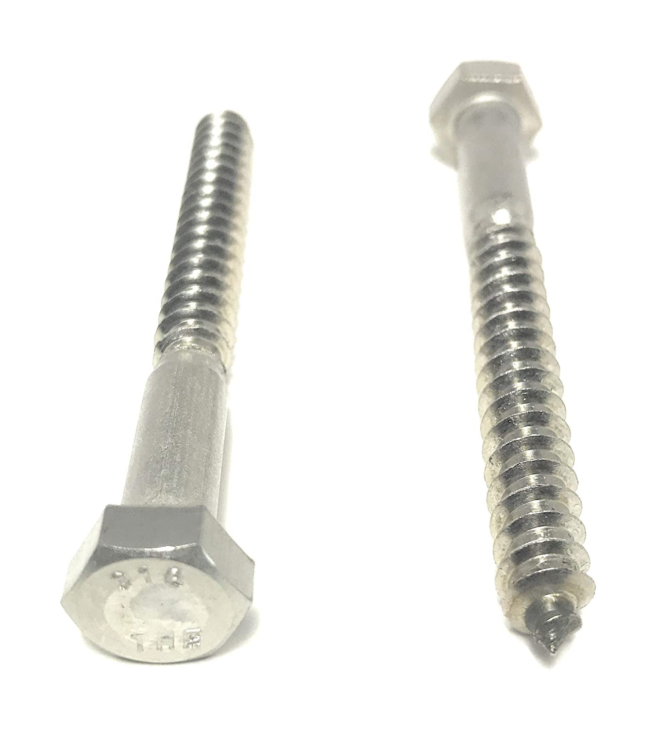 x 3 316 Stainless Steel Hex Head Lag Bolts Lag Screws Marine Grade (10 ...