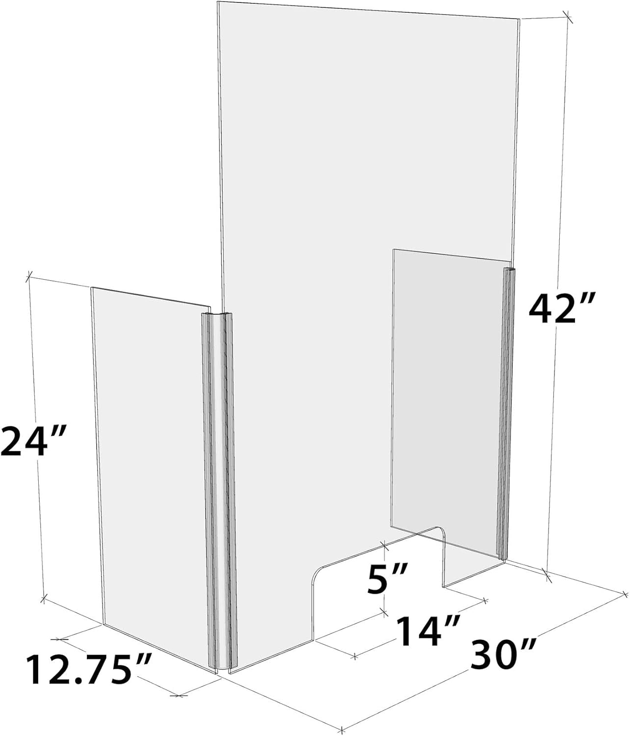 x 42" Shield Plexiglass Sneeze Guard Barrier w/Cutout Transaction ...