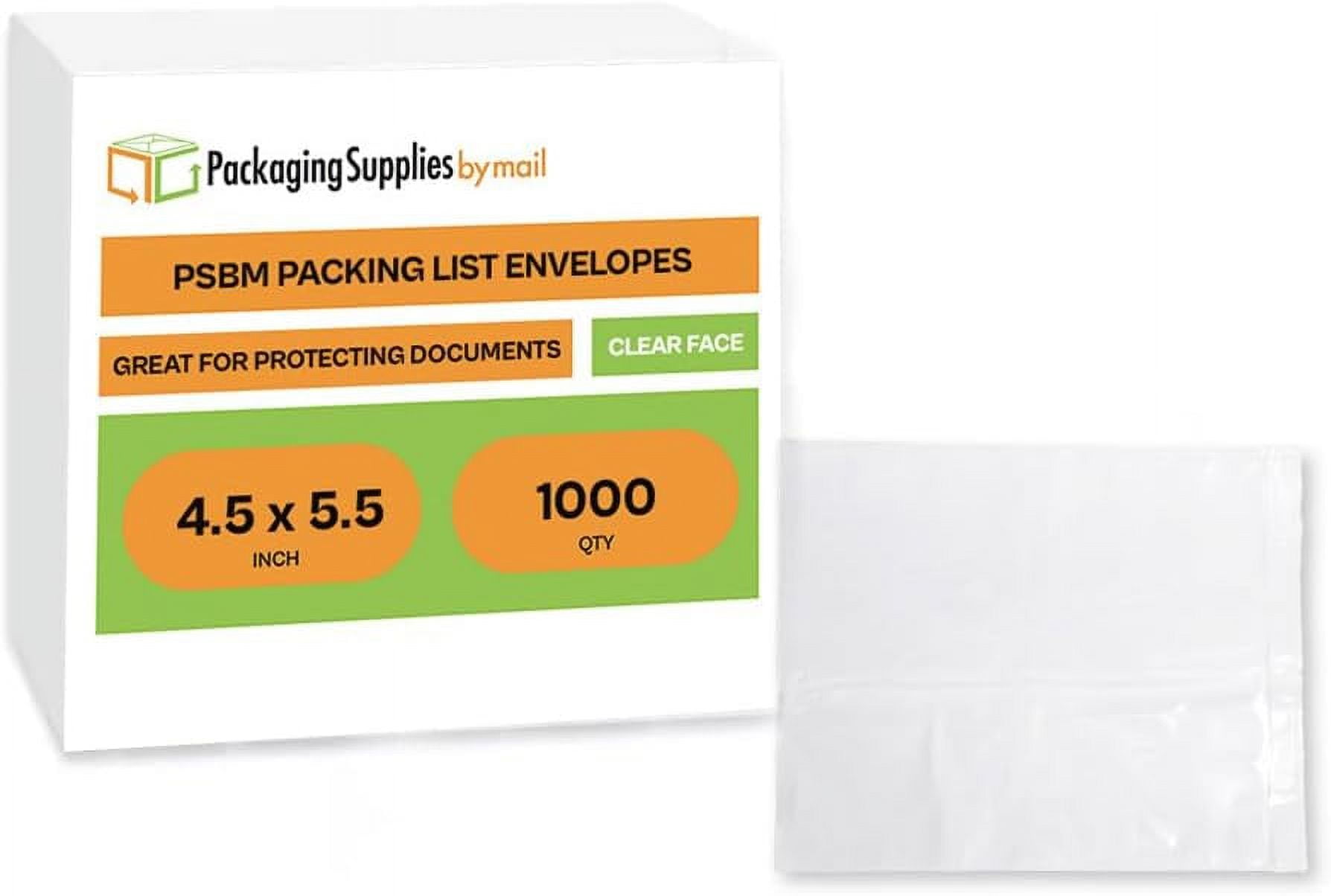 x 5.5" Clear Packing List Back Side Loading Plain Face Envelopes ...
