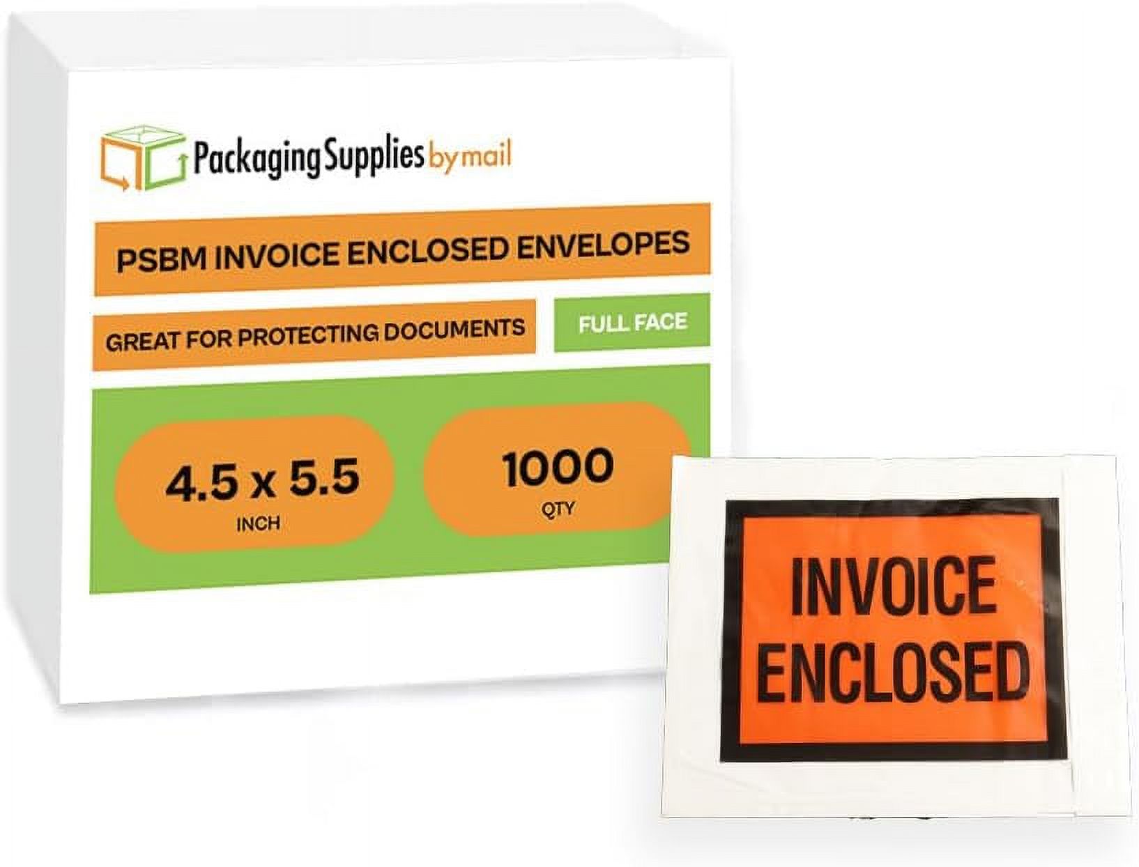 x 5.5" Invoice Enclosed Packing List Envelopes Full Face Back Load 1000 ...