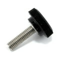 x 5/8" Stainless Steel - Black Knurled Round Plastic Knob - Fine Thread ...