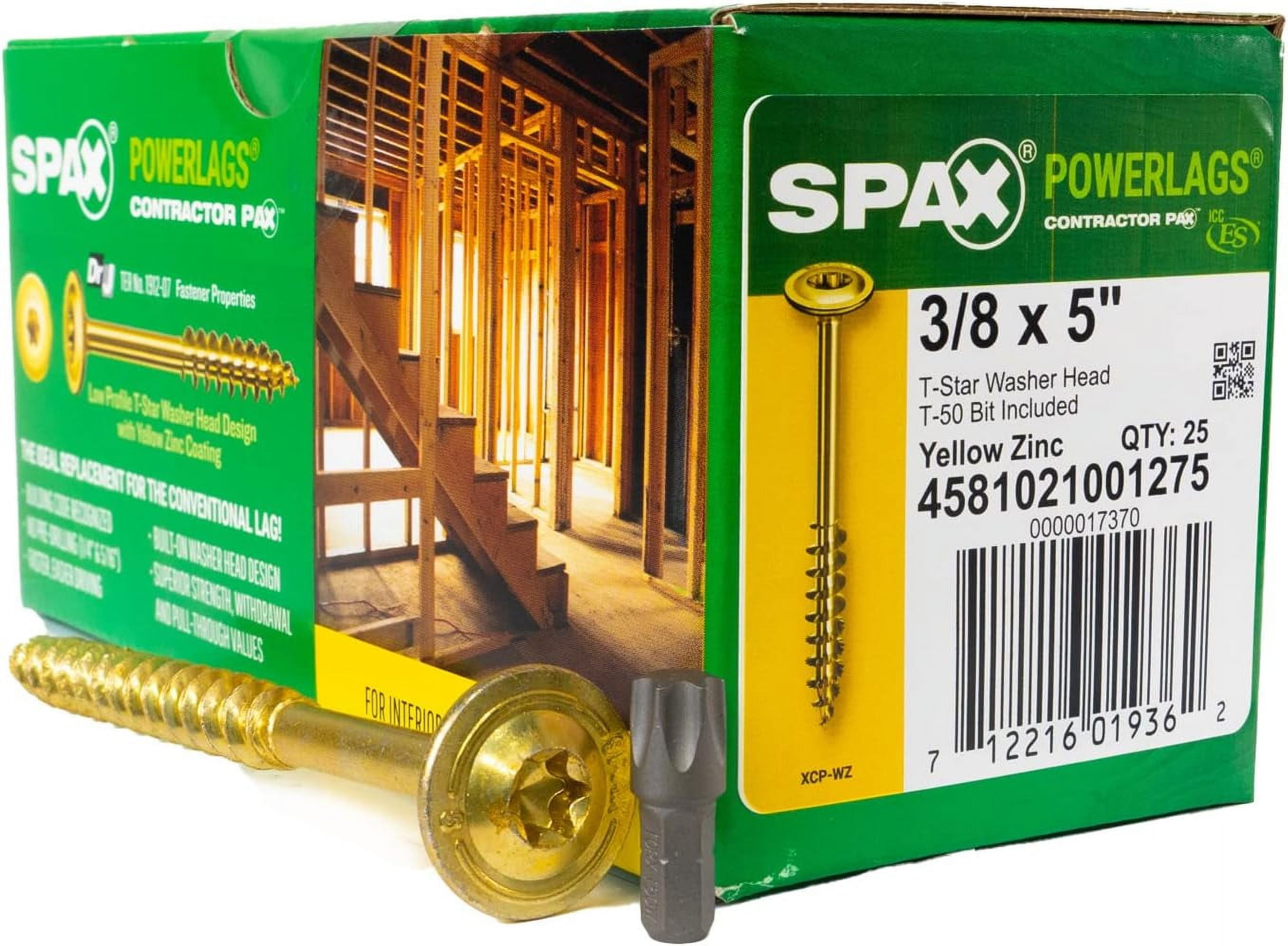 x 5" Interior Washer Head Structural Wood Lag Screws Powerlags Torx T ...