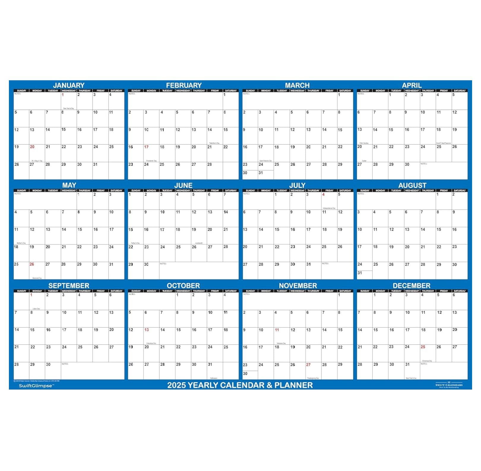 " x 72" SwiftGlimpse 2025 Wall Calendar Erasable HUGE Jumbo Wet & Dry ...