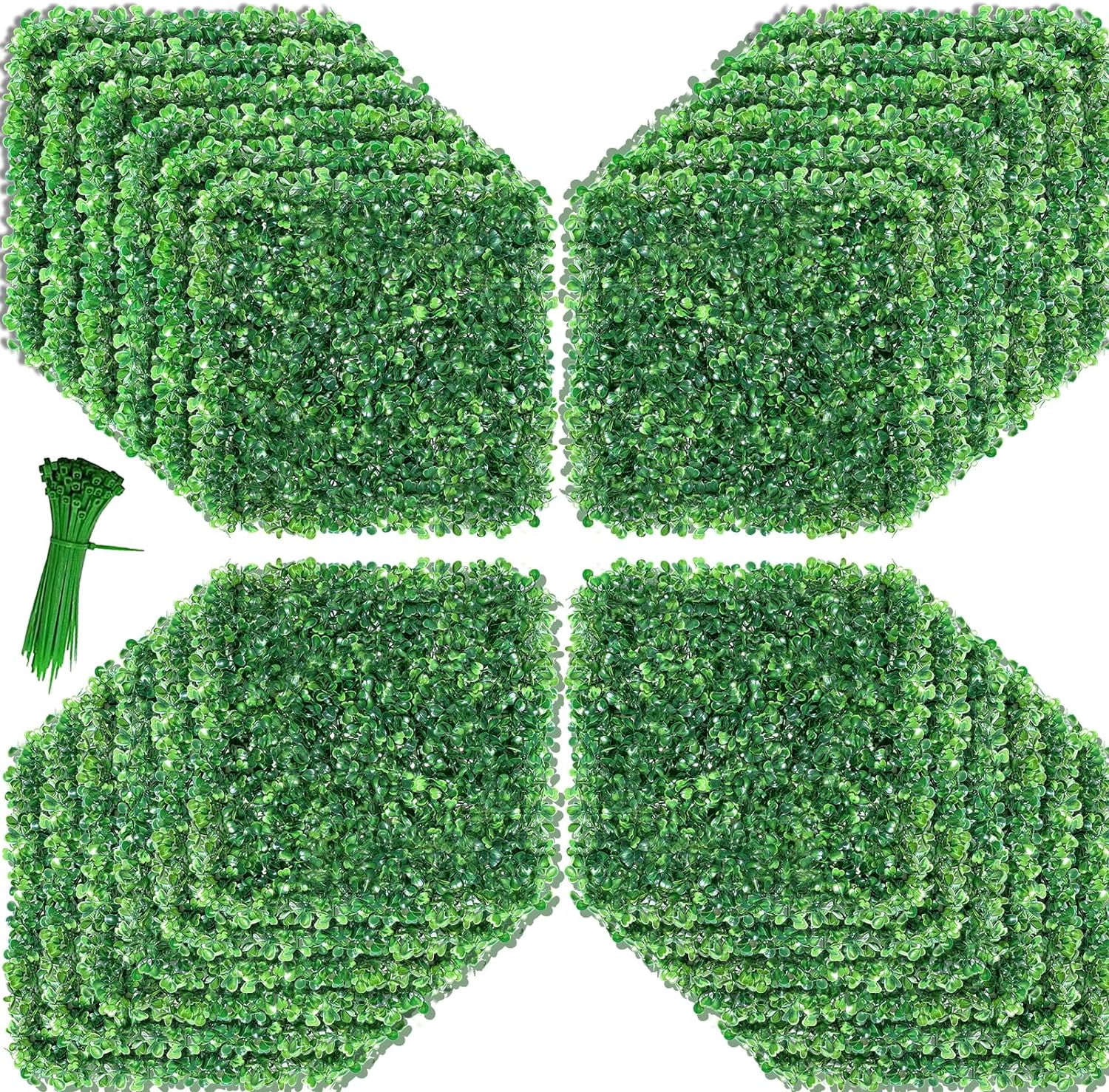 x Artificial Boxwood Hedge Panels 48PCS, Privacy Hedge Screen Faux ...