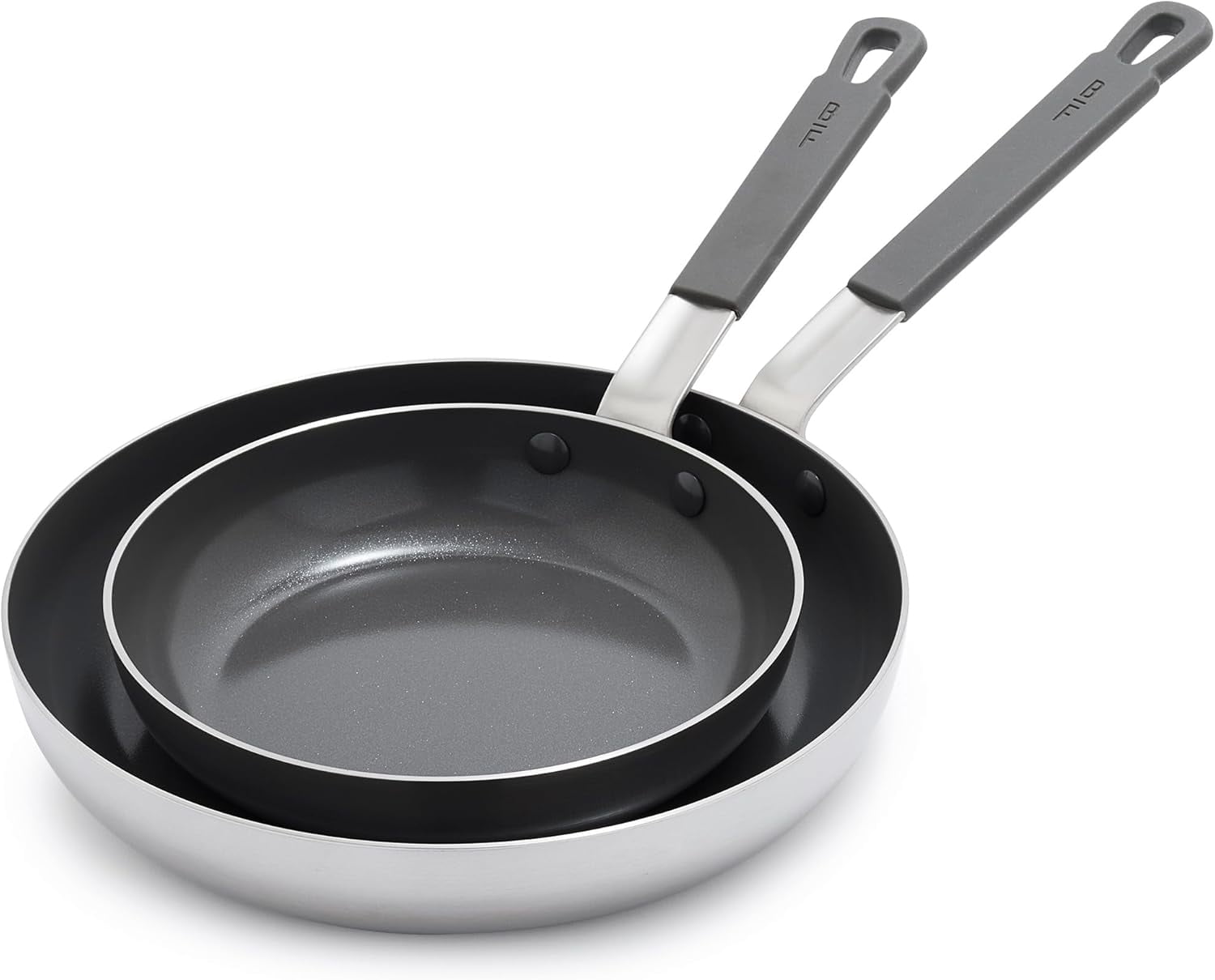 x Bobby Flay Stainless Steel 12” Frying Pan Skillet with Glass Lid ...