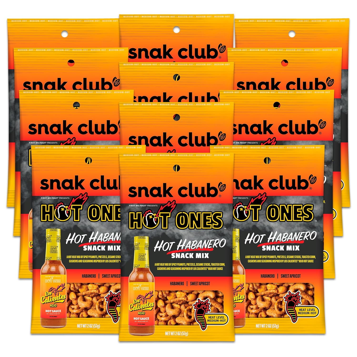 x Hot Ones Snack Mix, Hot Habanero, Spicy Snacks with Peanuts, Pretzels ...