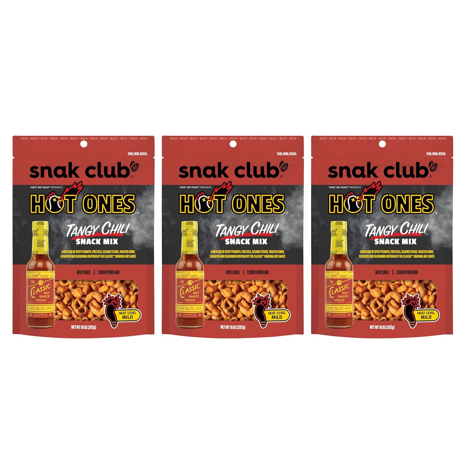x Hot Ones Snack Mix, Tangy Chili, Spicy Snacks with Peanuts, Pretzels ...