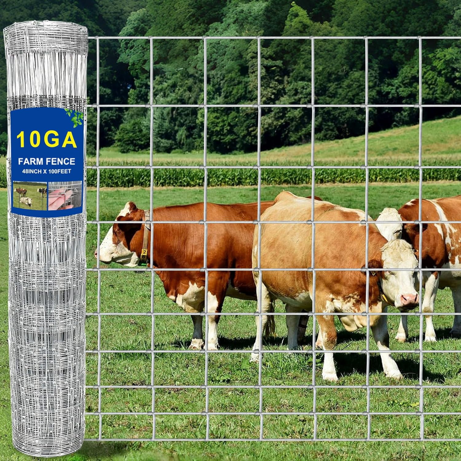 x Thicker Heavy-Duty Livestock Fence, -Zinc Galvanized Cattle Fence ...
