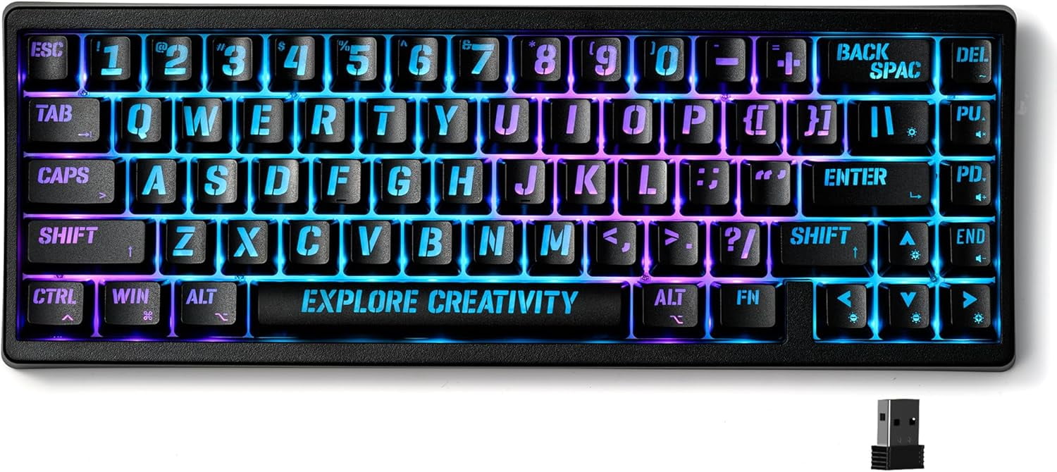 x XVX M67 60% Percent Keyboard, QMK/VIA Topographic Gaming Keyboard ...