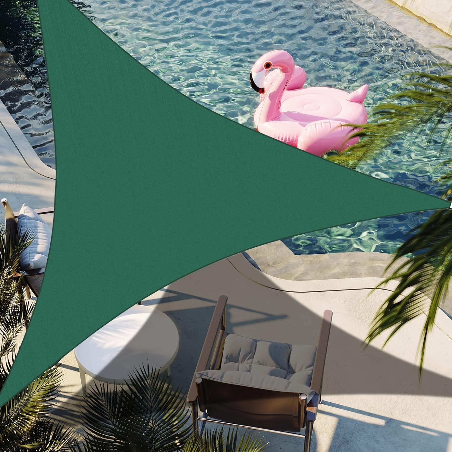 x x Green Triangle Sun Shade Sail SSPT12 Canopy Durable Fabric UV Block ...