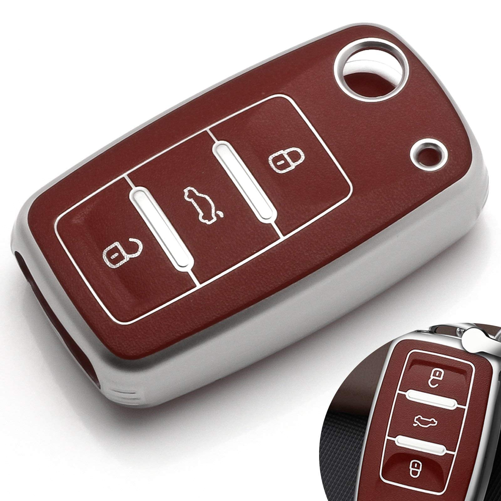 x xotic tech Brown Soft Full Protection Smart Remote Entry Key Fob ...
