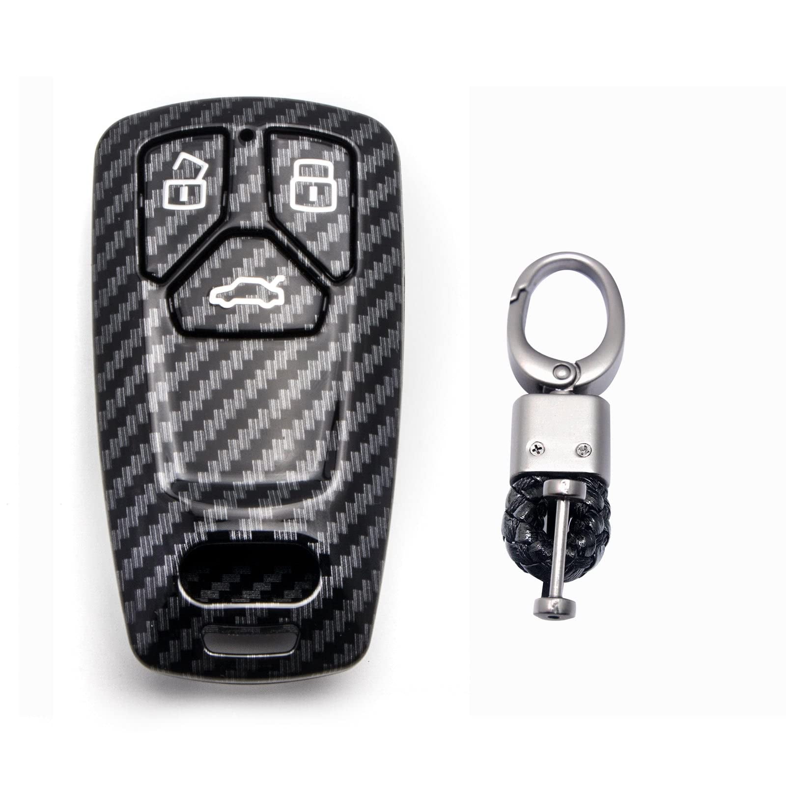 x xotic tech Glossy Black Carbon Fiber Texture ABS Key Fob Shell Cover ...